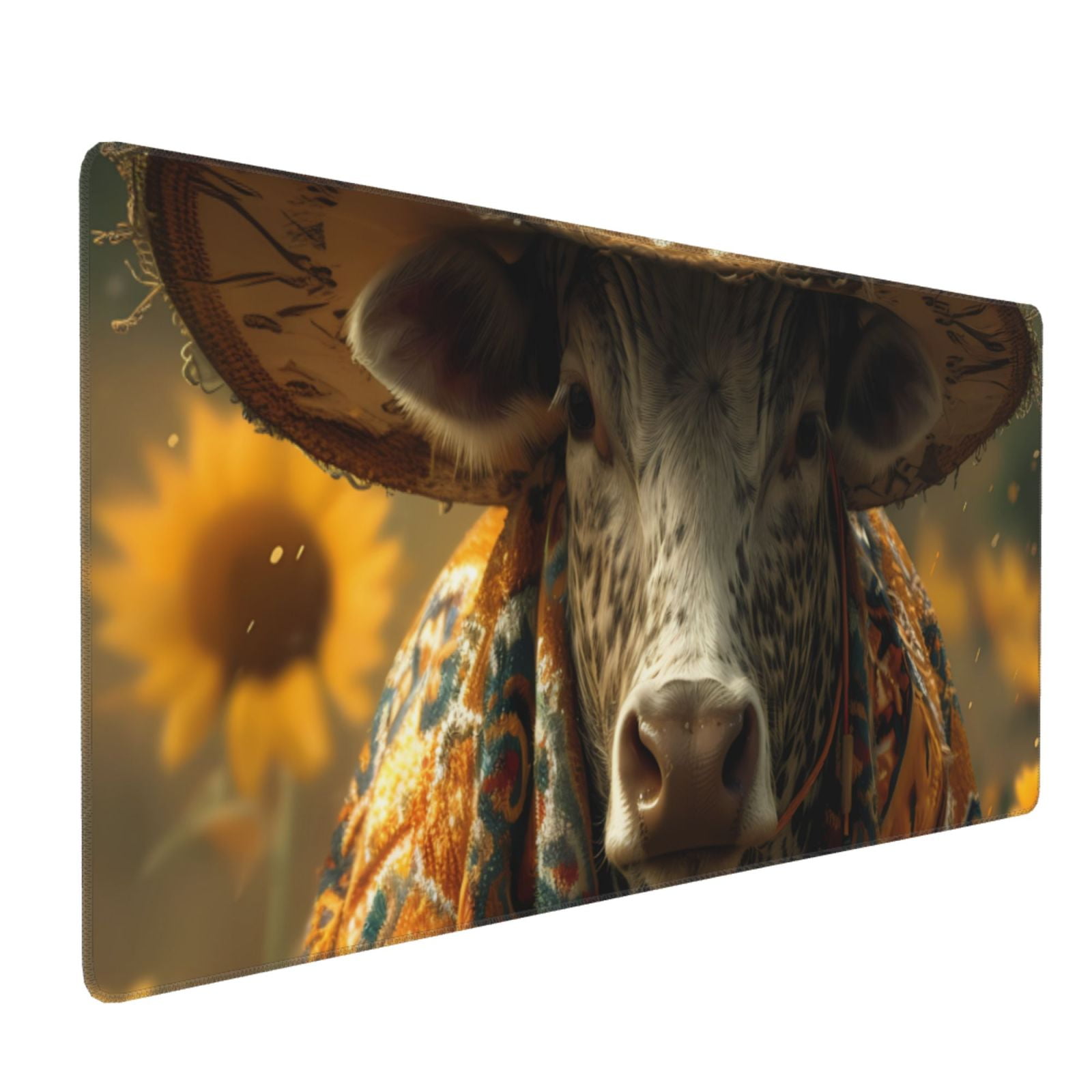 Derioi Sunflower Cowboy Hat Cow for Large Non-Slip Gaming Mouse Pad 16 ...
