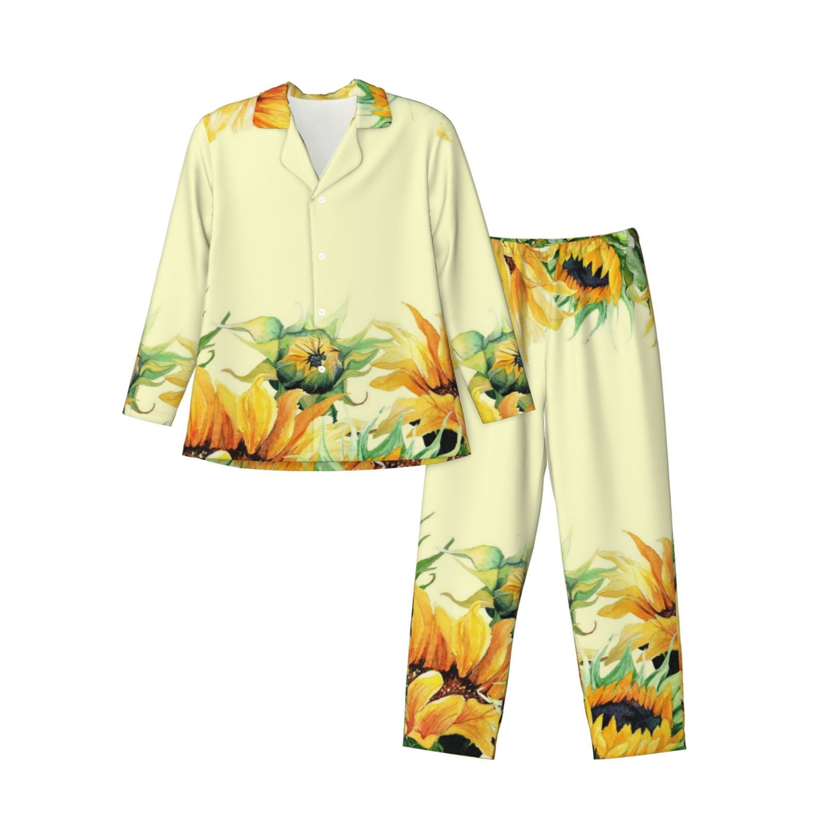 Derioi Sunflowers On A Yellow Background for Soft Men's Long-Sleeved ...
