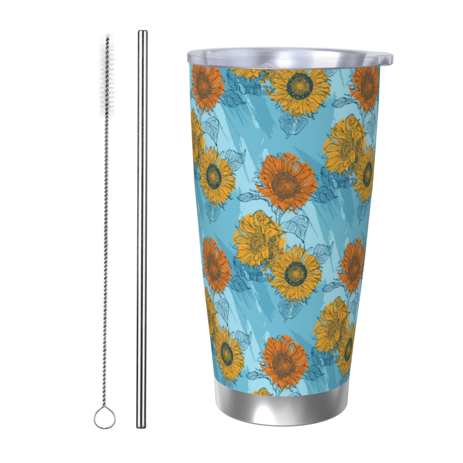 Derioi Sunflowers for 20oz Tumbler with Lid for Hot and Cold Beverages ...