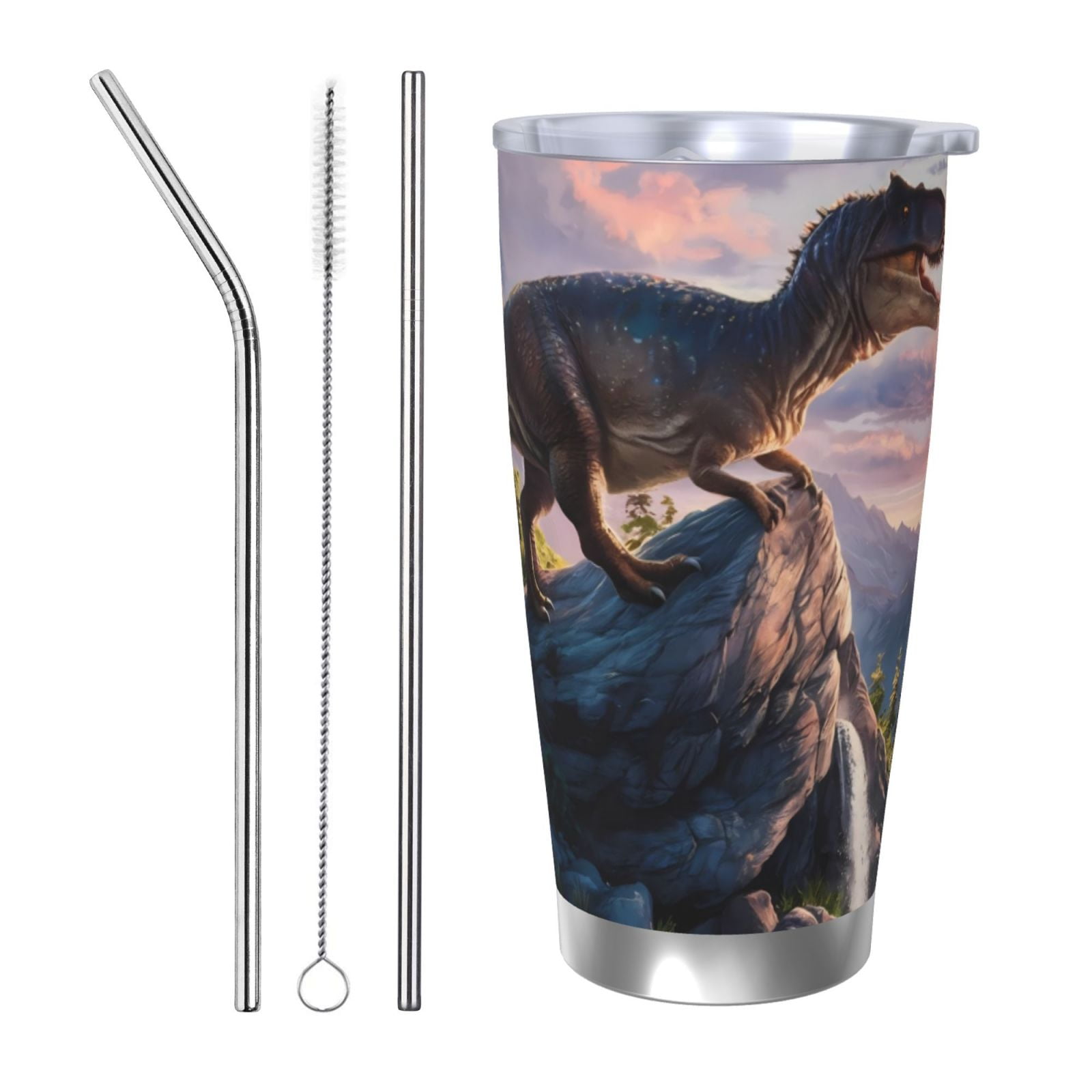 Derioi Sunset Cliff Dinosaur for 20oz Tumbler with Lid for Hot and Cold ...