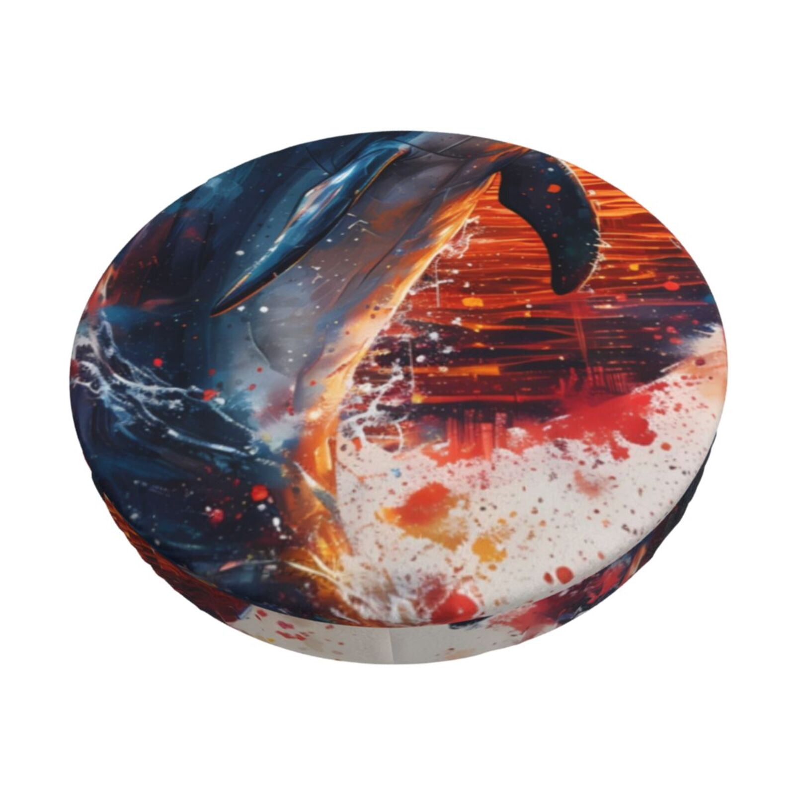 Derioi Sunset Ocean Watercolor Dolphin for Round Bar Chair Cushion ...
