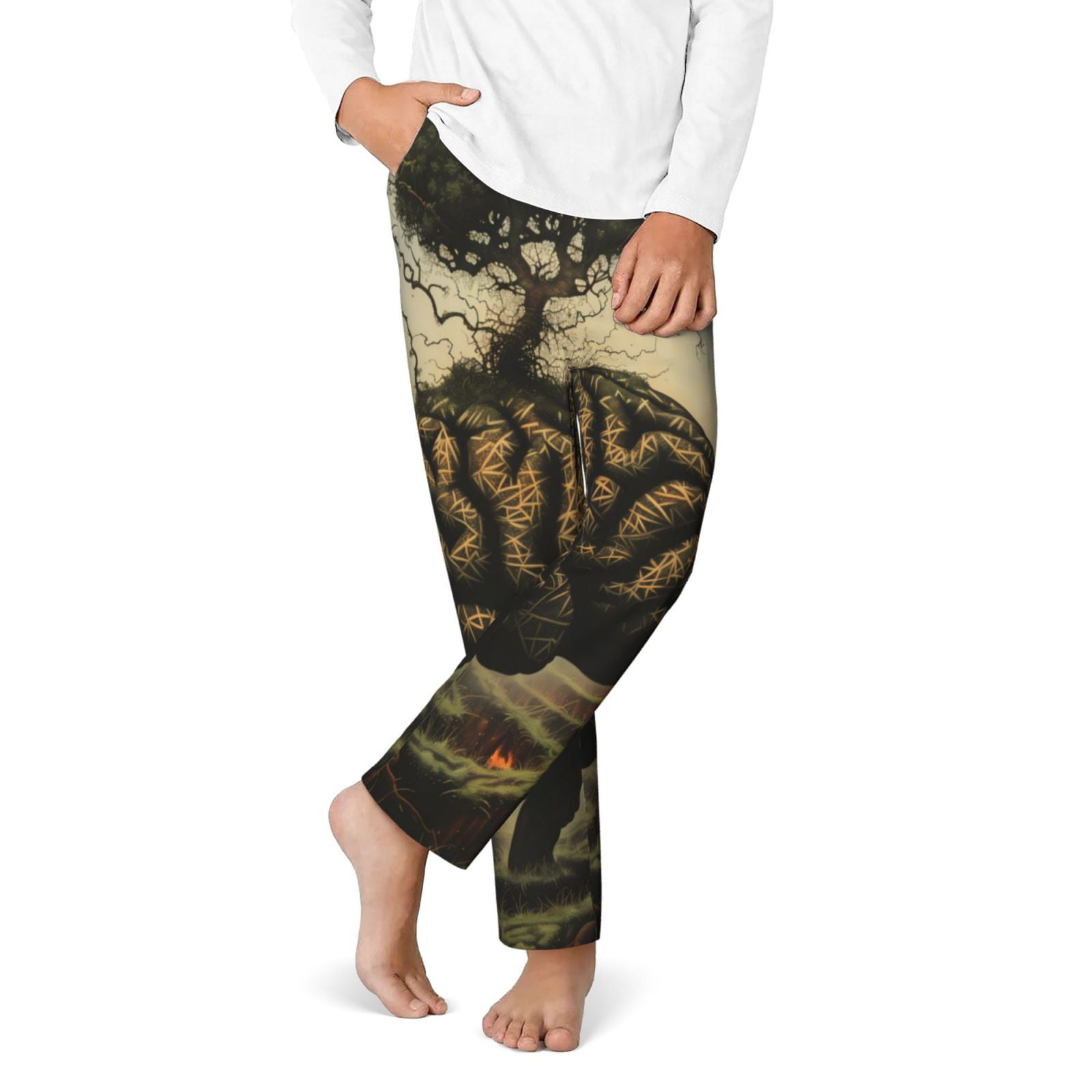 Derioi Surreal Brain Tree for Pajama Pants Men Elastic Waistband Sleep ...