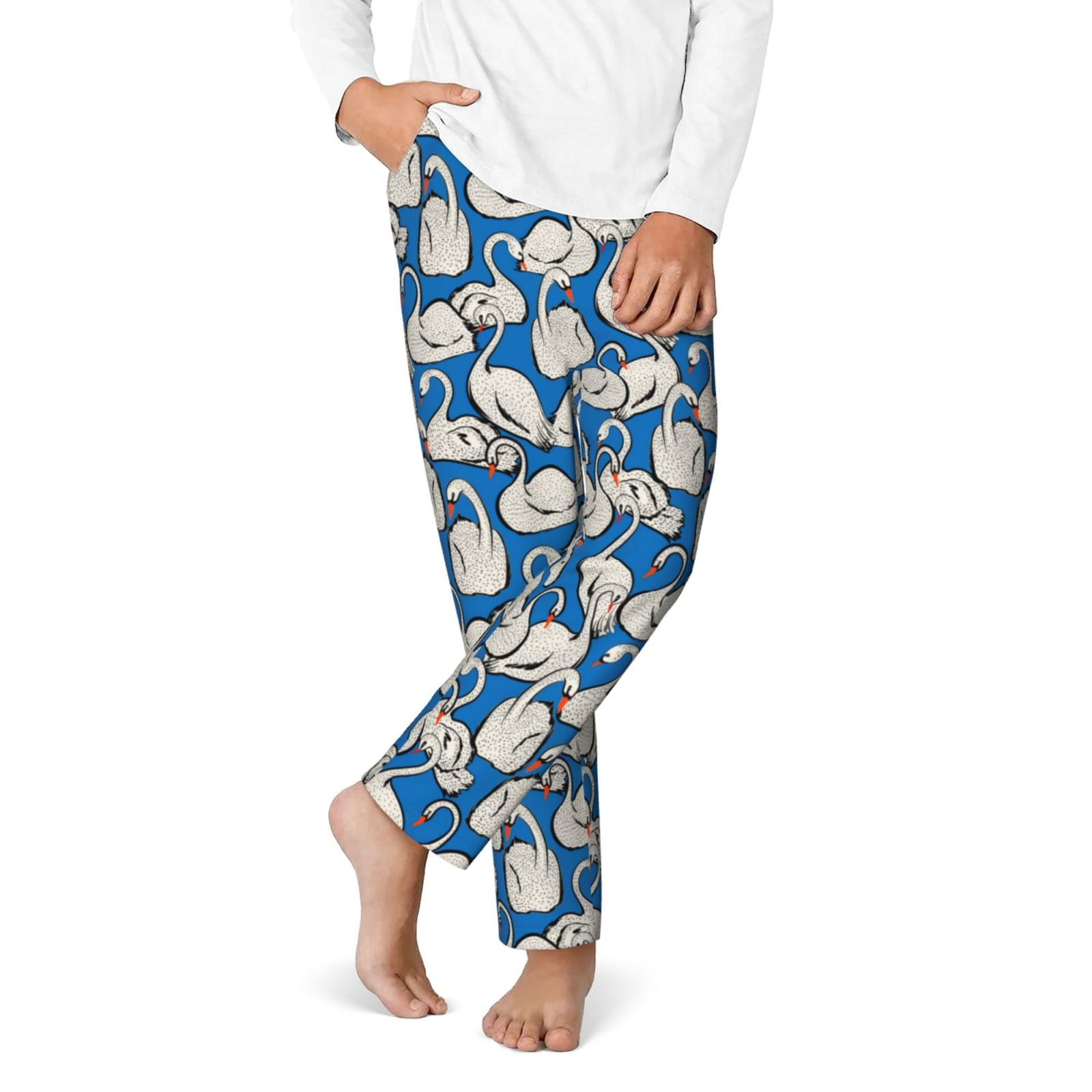 Derioi Swan Birds for Pajama Pants Men Elastic Waistband Sleep Pajama ...