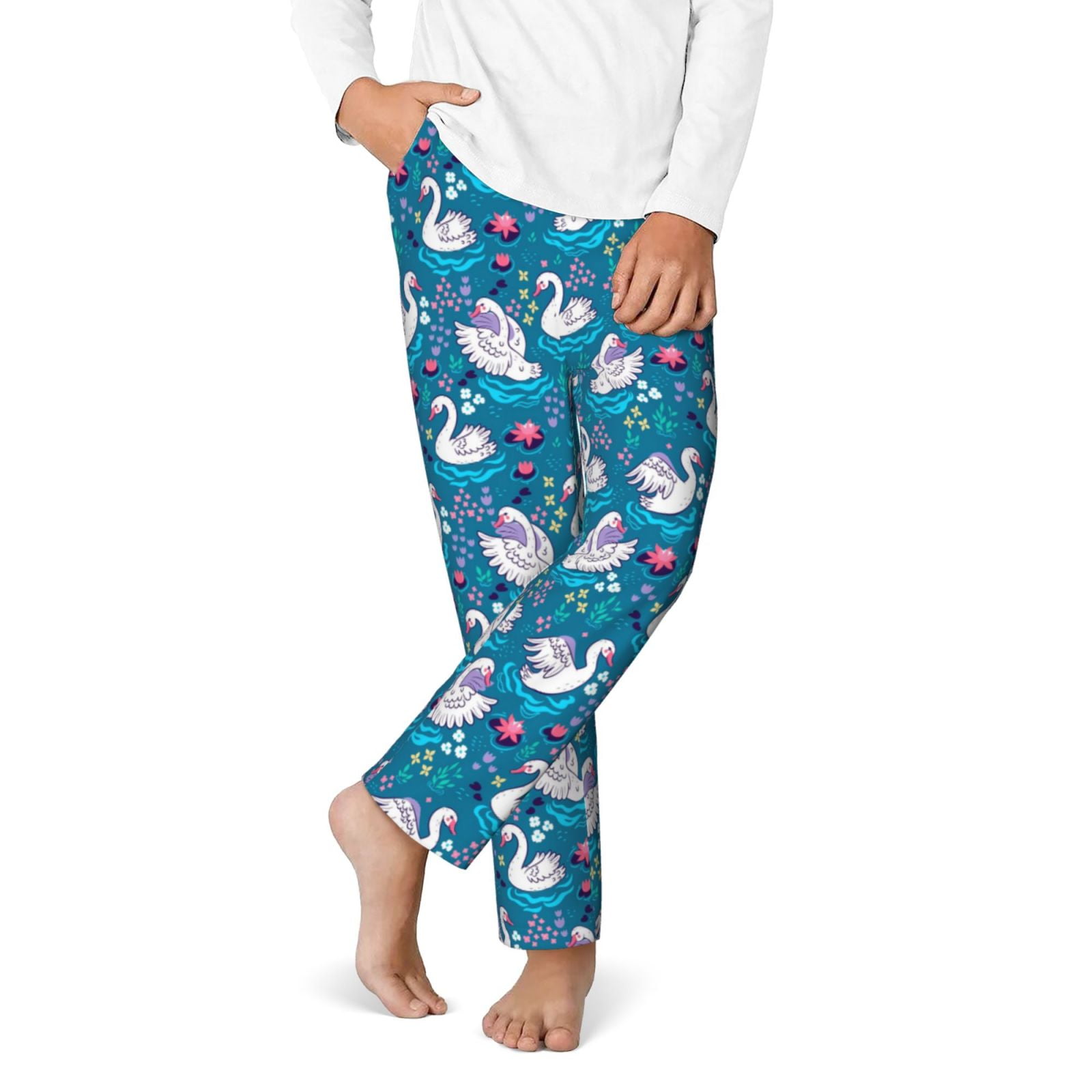 Derioi Swan On The Pond for Pajama Pants Men Elastic Waistband Sleep ...