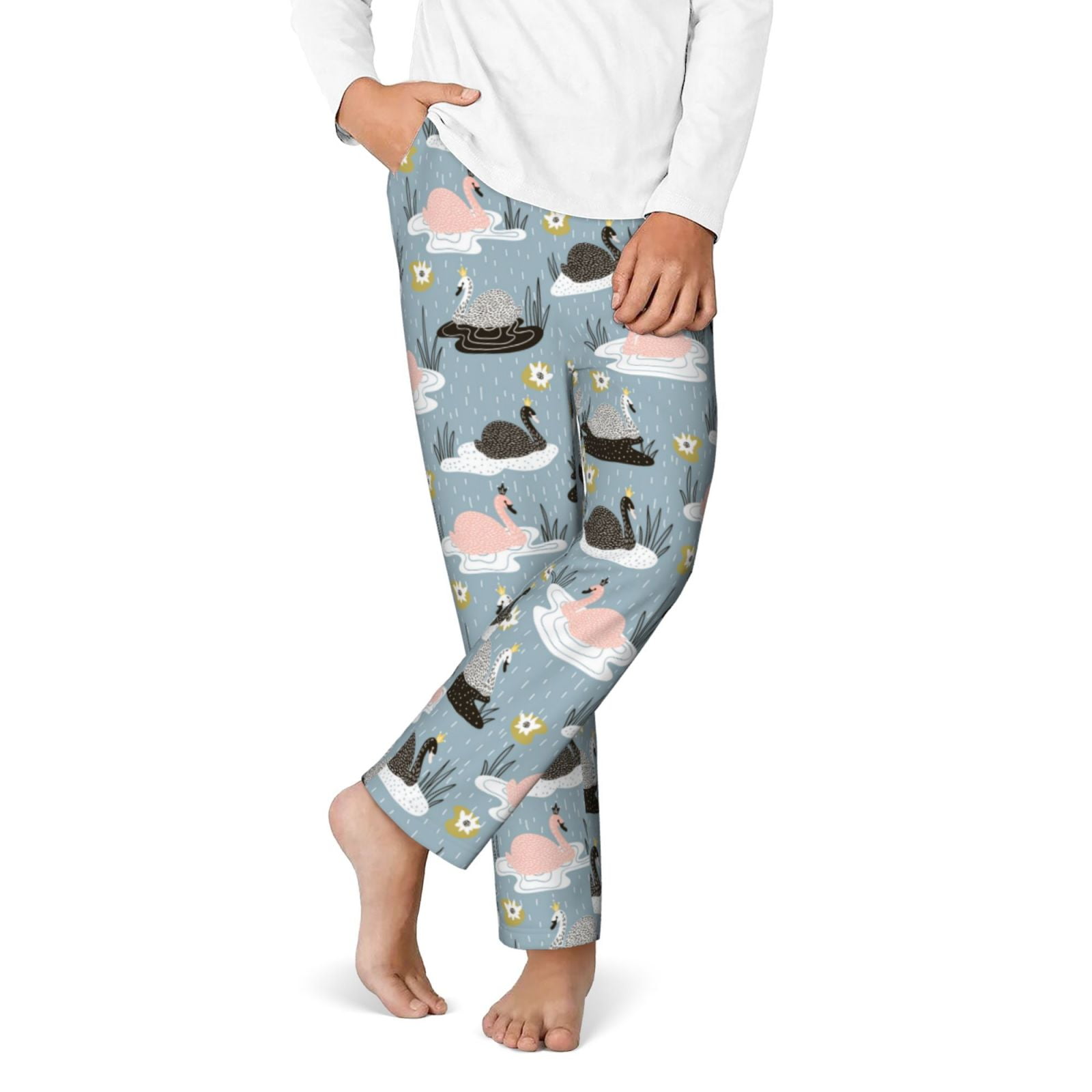 Derioi Swan Princess On Lake for Pajama Pants Men Elastic Waistband ...