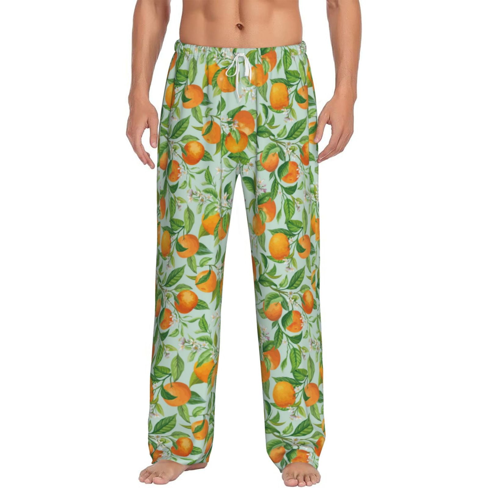 Derioi Tangerine for Men's Pajama Pants with Pockets and Drawstring Lounge Pants Sleepwear PJs,S ...
