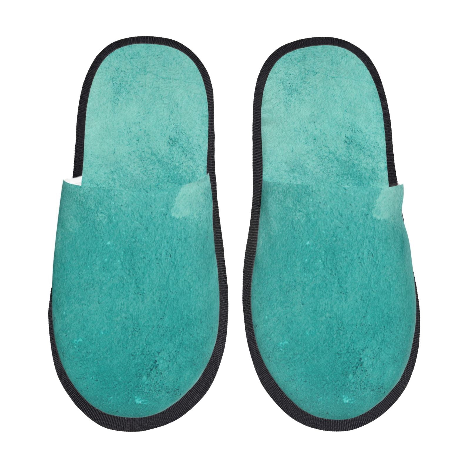 Derioi Teal Turquoise1 for Slippers Indoor Outdoor Anti-Skid Warm Cozy ...