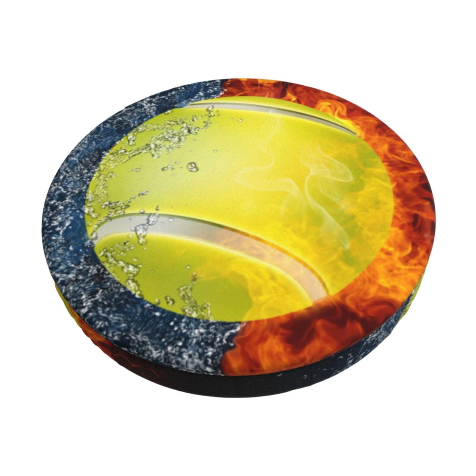 Derioi Tennis Ball In Fire And Water for Round Bar Chair Cushion Cover ...