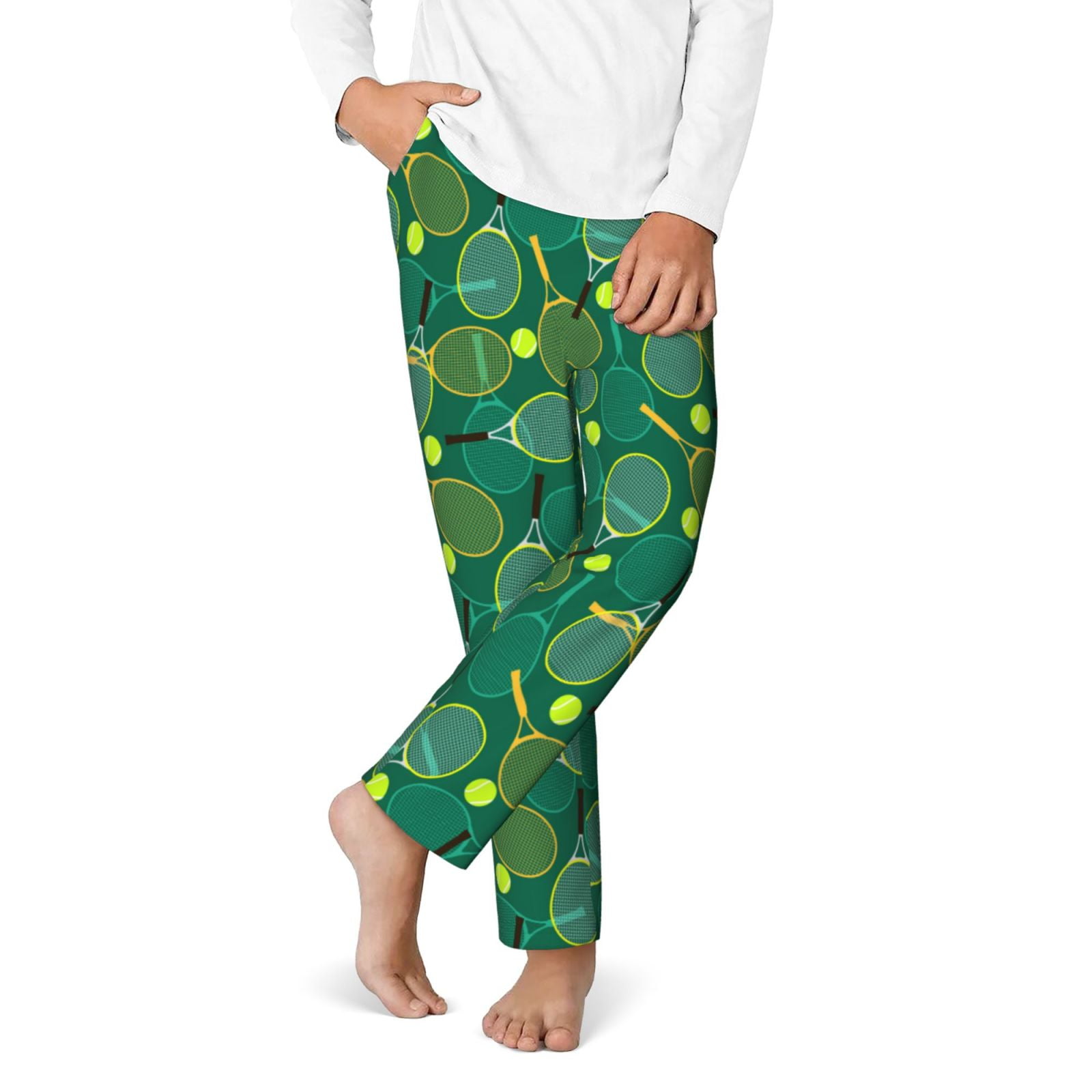 Derioi Tennis Rackets and Balls for Pajama Pants Men Elastic Waistband ...