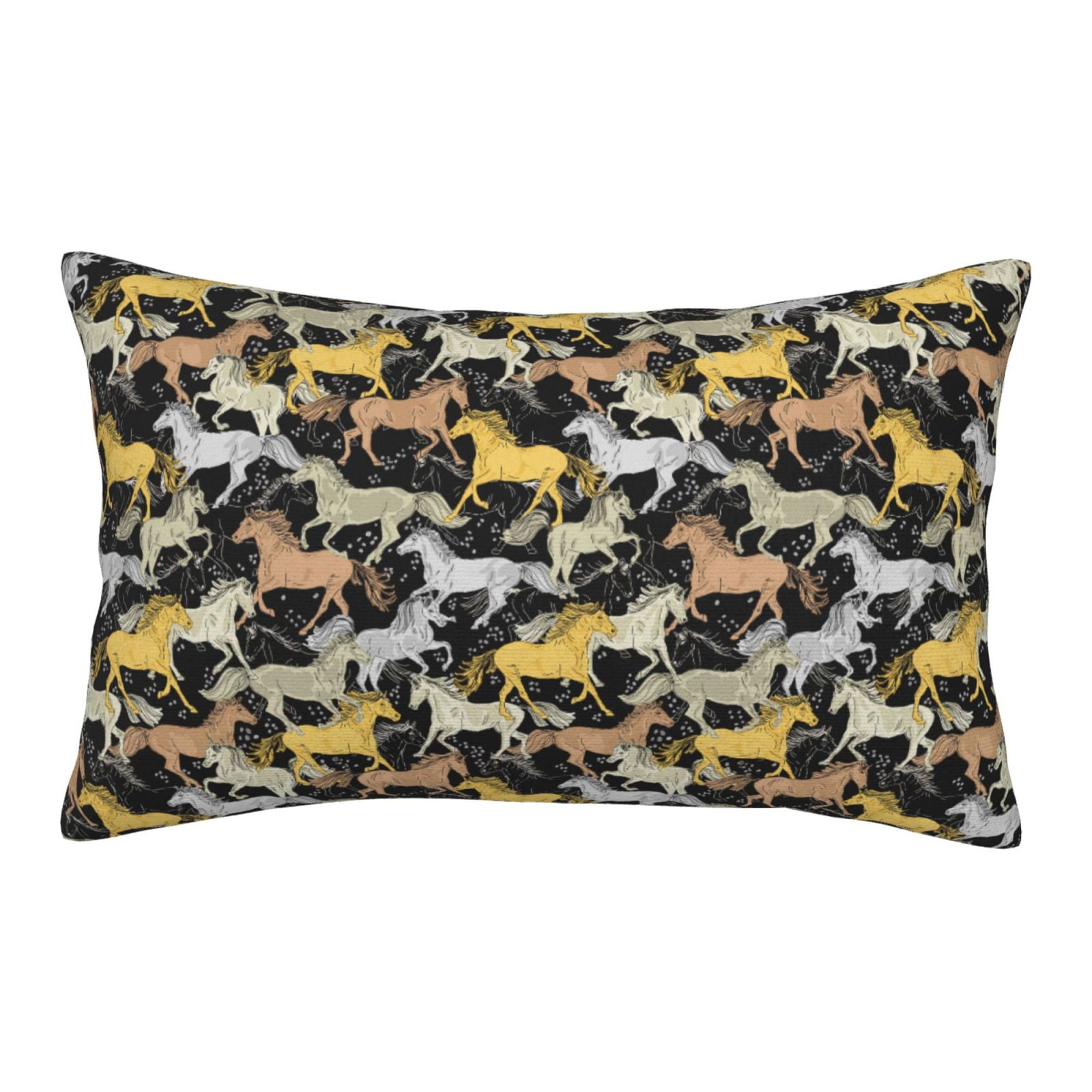 Derioi The running horses for Double-sided Pillow Cover with Concealed ...