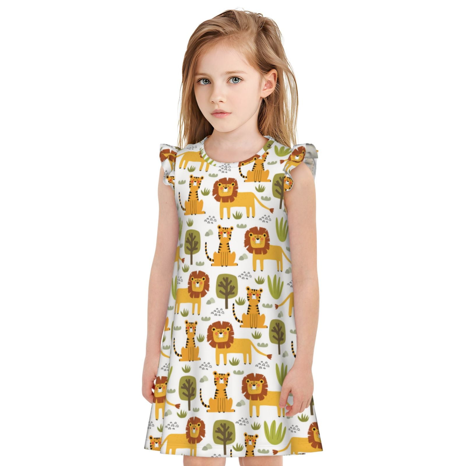 Derioi Tiger Lion for Girls Nightgowns Night Dress Sleepwear Pajamas ...