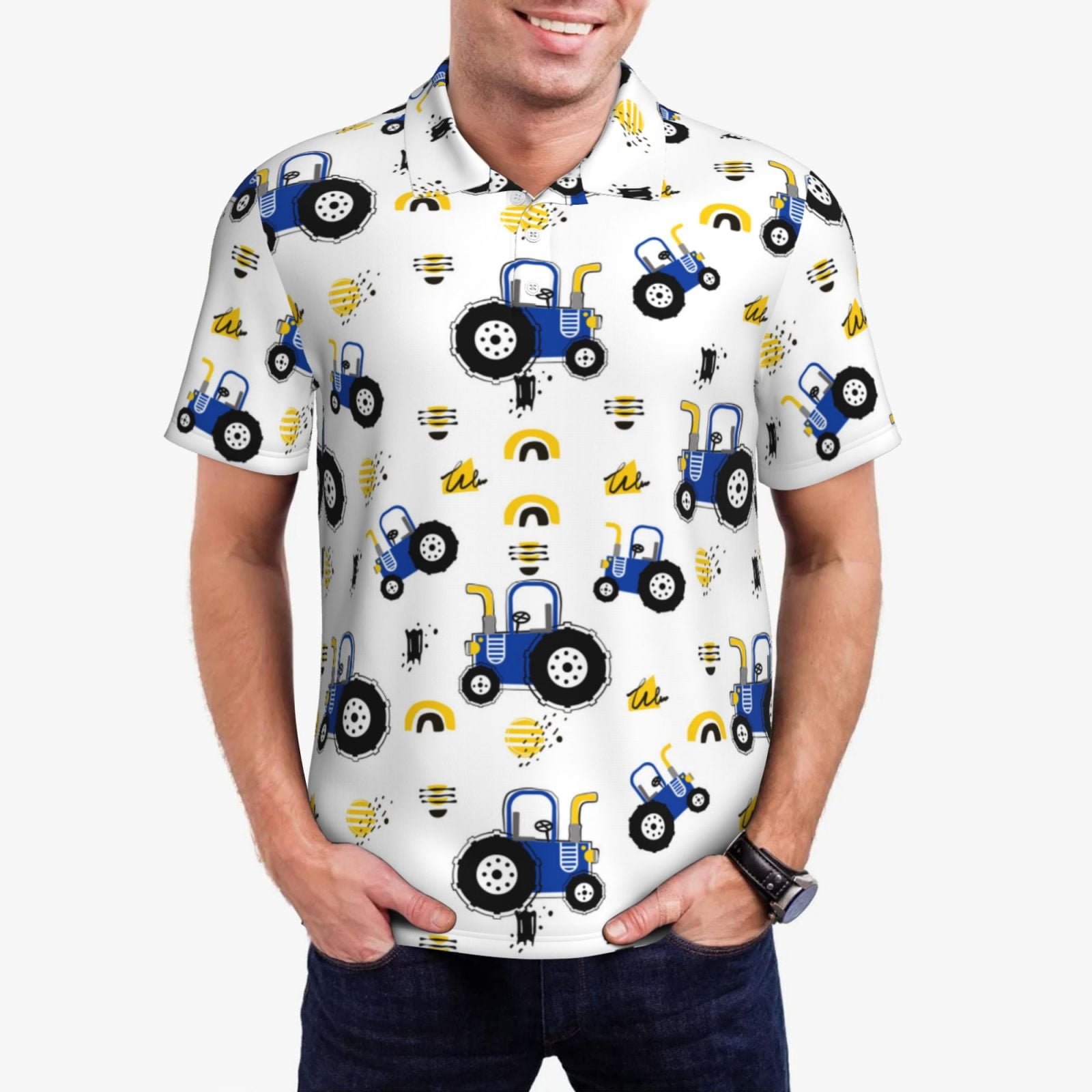 Derioi Tractor And Vehicle for Men's Polo Shirts Short Sleeve Golf ...