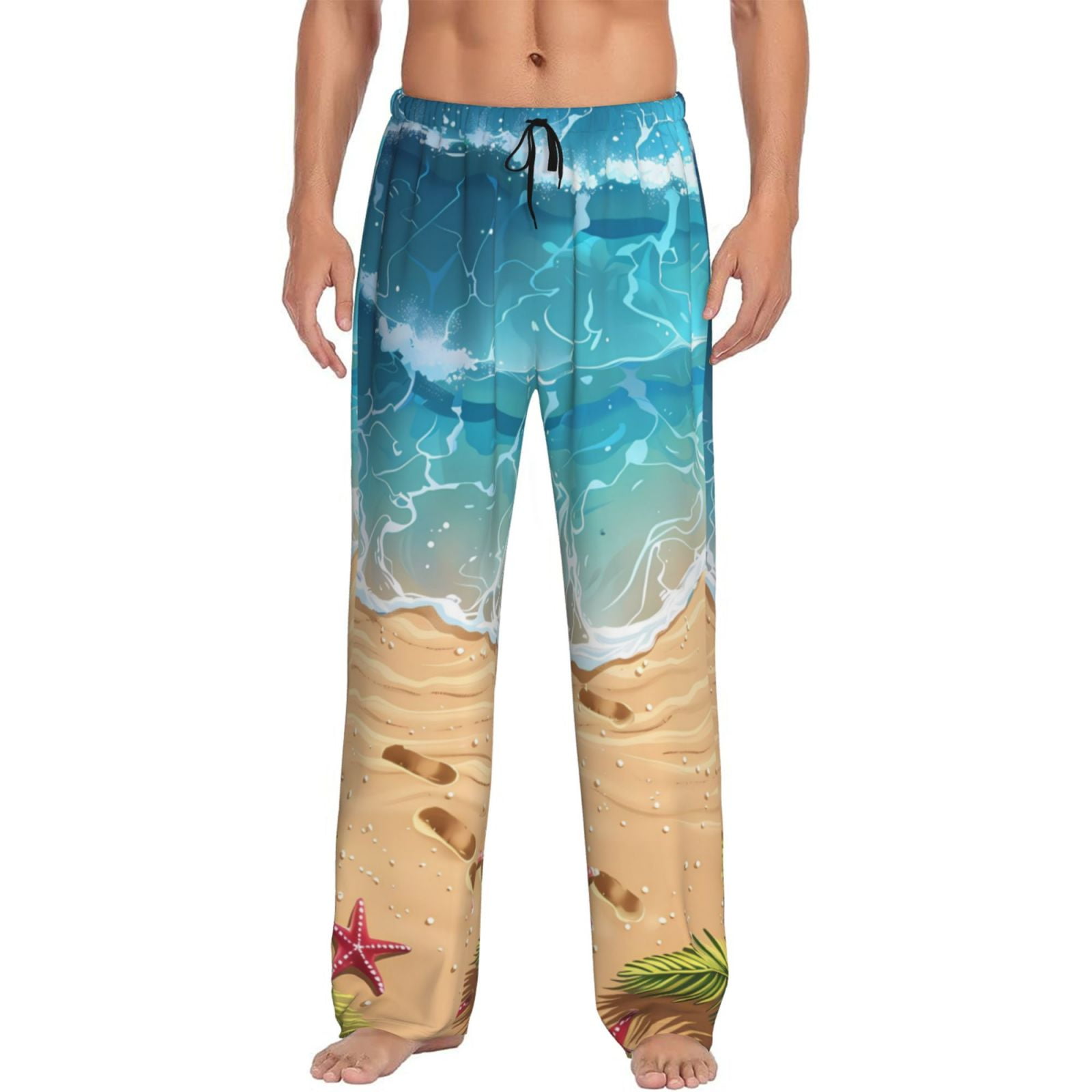 Derioi Tropical Beach With Starfish for Men's Pajama Pants with Pockets ...
