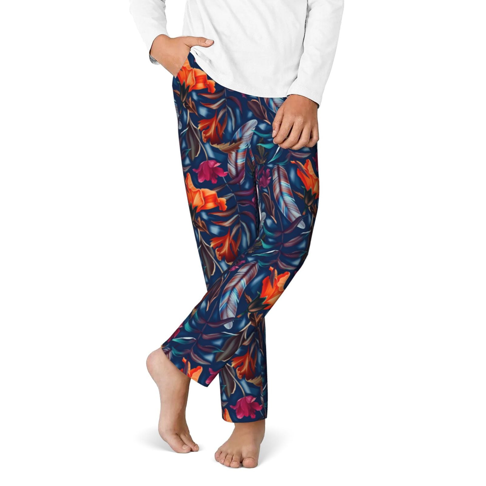 Derioi Tropical Flower for Pajama Pants Men Elastic Waistband Sleep ...