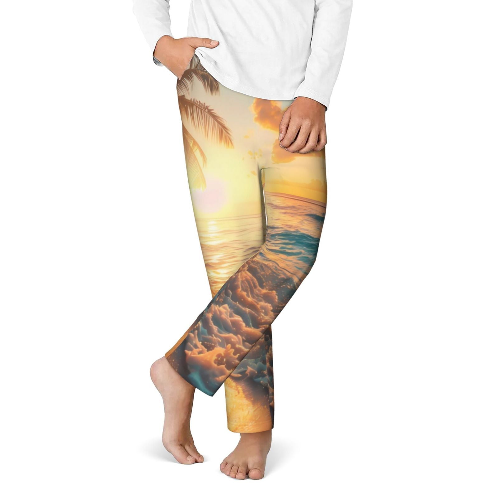 Derioi Tropical Sunset Beach Scene for Pajama Pants Men Elastic ...