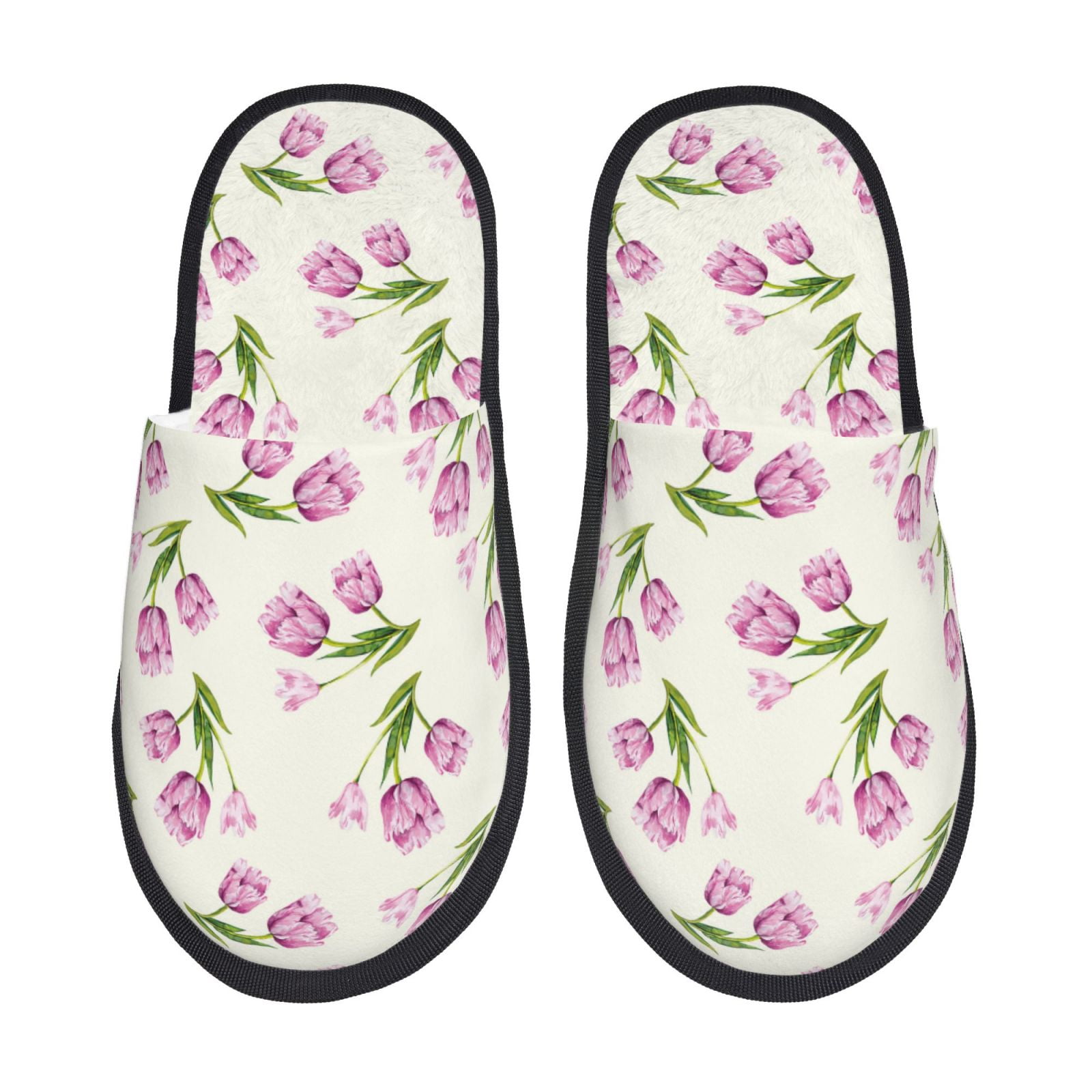 Derioi Tulips Flowers for Slippers Indoor Outdoor Anti-Skid Warm Cozy ...