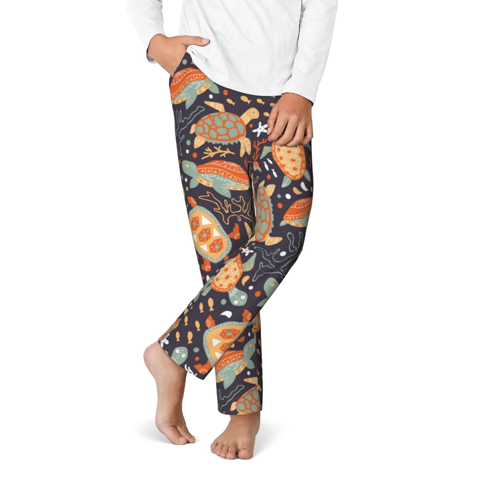 Derioi Turtles and Sea Plants for Pajama Pants Men Elastic Waistband Sleep Pajama Pant Pj Pants ...