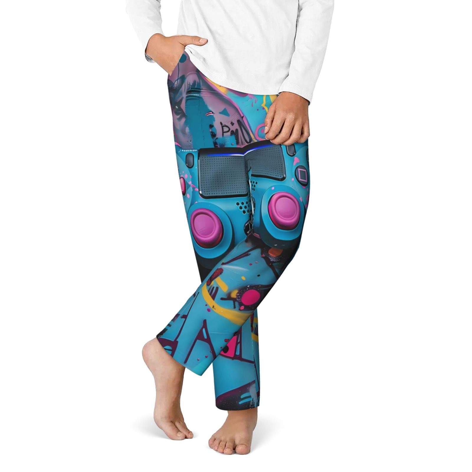 Derioi Urban Graffiti Gaming Style for Pajama Pants Men Elastic ...