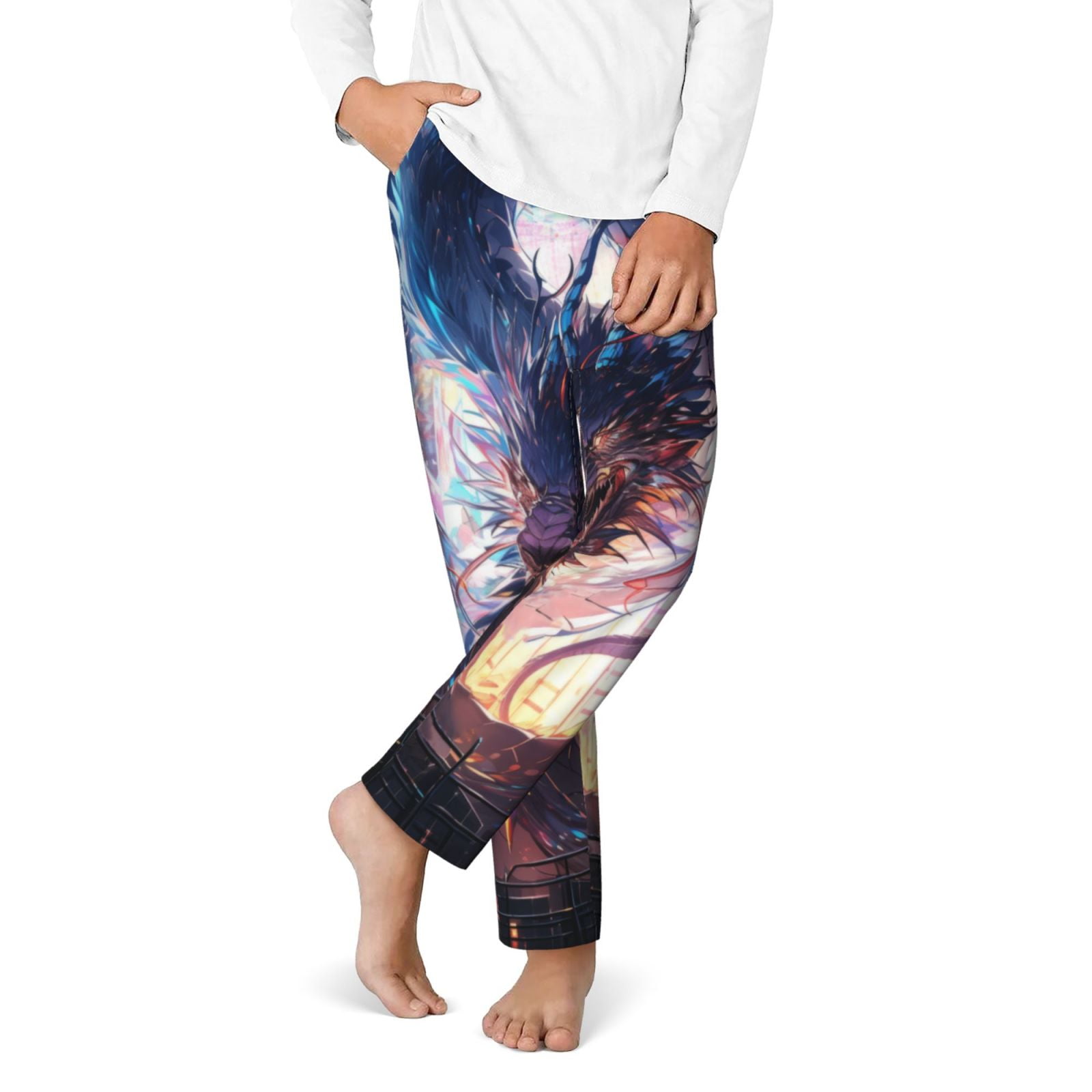 Derioi Urban Style Colorful Dragon for Pajama Pants Men Elastic ...