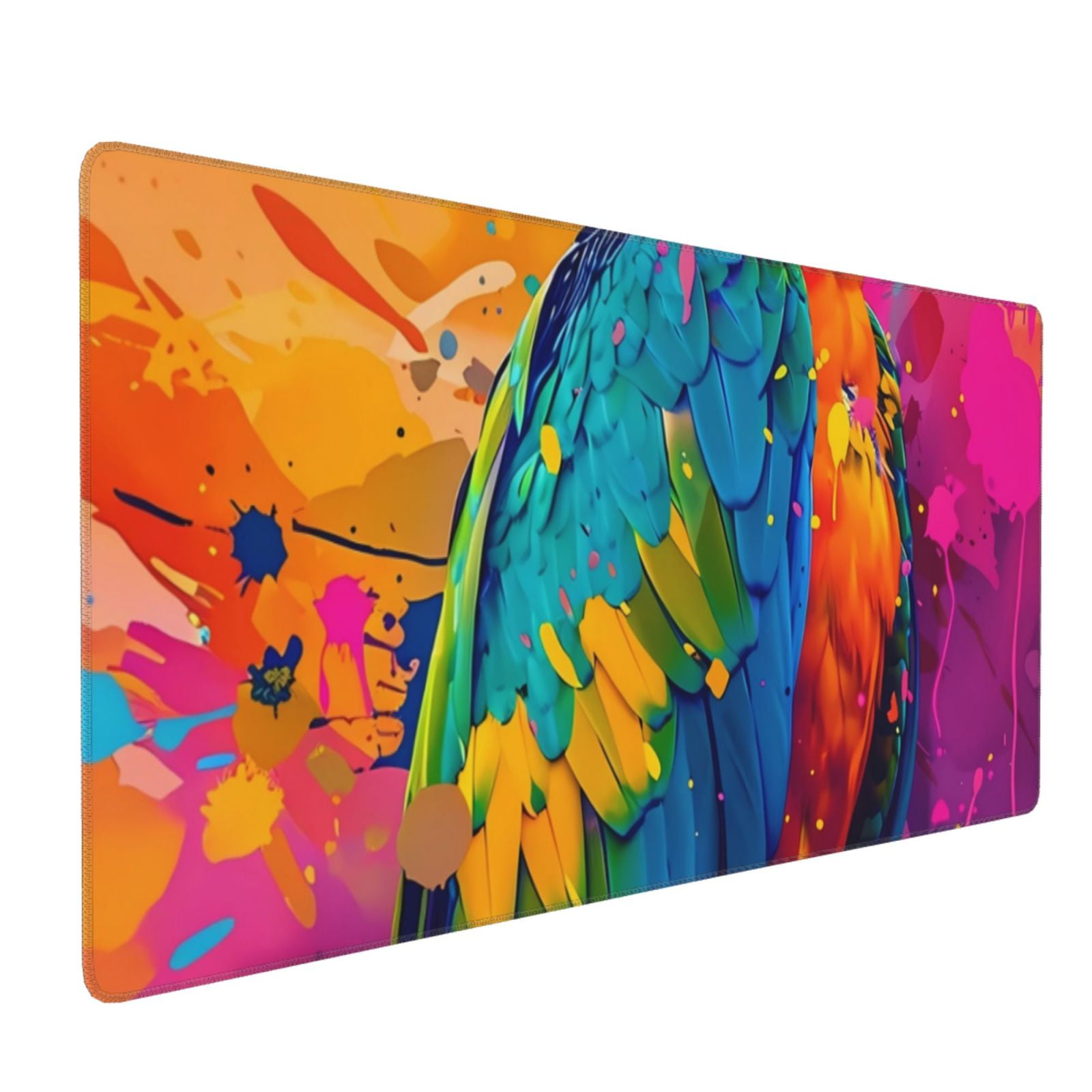 Derioi Vibrant Parrot Splash Art for Large Non-Slip Gaming Mouse Pad 16 ...