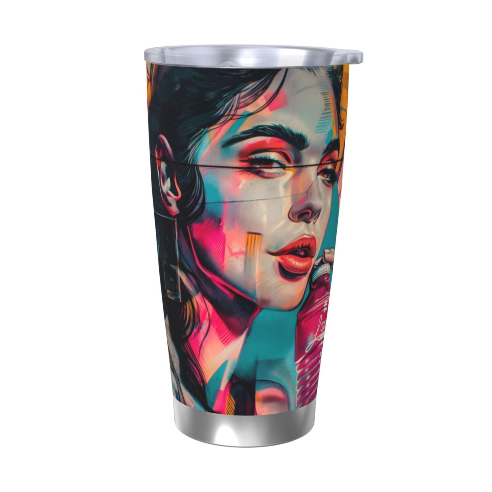 Derioi Vibrant Street Art Portrait for 20oz Tumbler with Lid for Hot ...