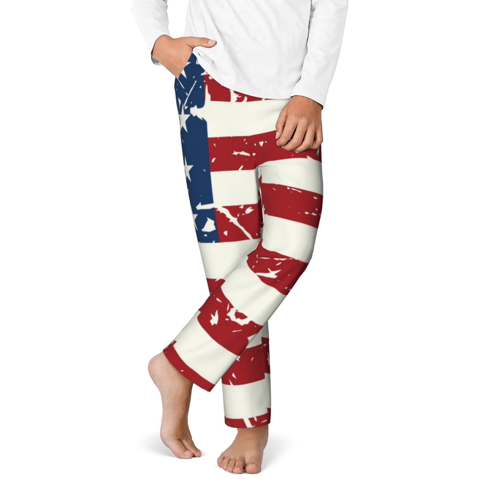 Derioi Vintage American Flag for Pajama Pants Men Elastic Waistband ...