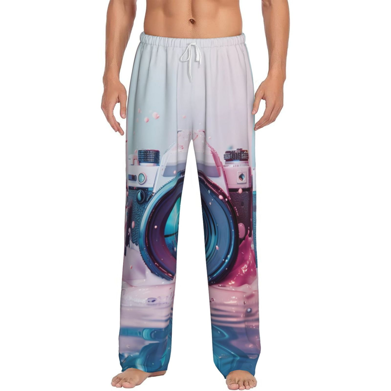 Derioi Vintage Camera Splash Art for Men's Pajama Pants with Pockets ...