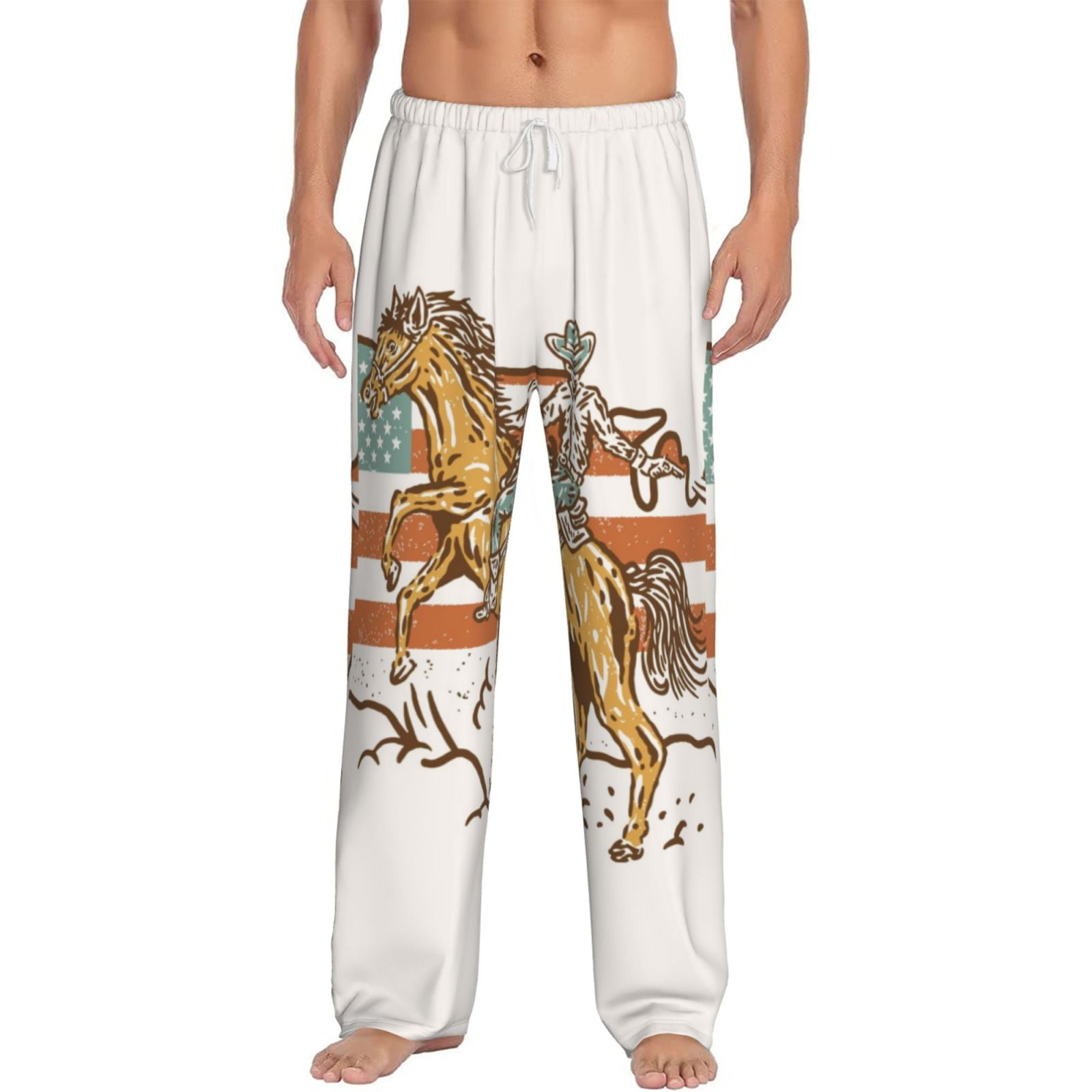 Derioi Vintage Wild West Cowboy for Men's Pajama Pants with Pockets and ...