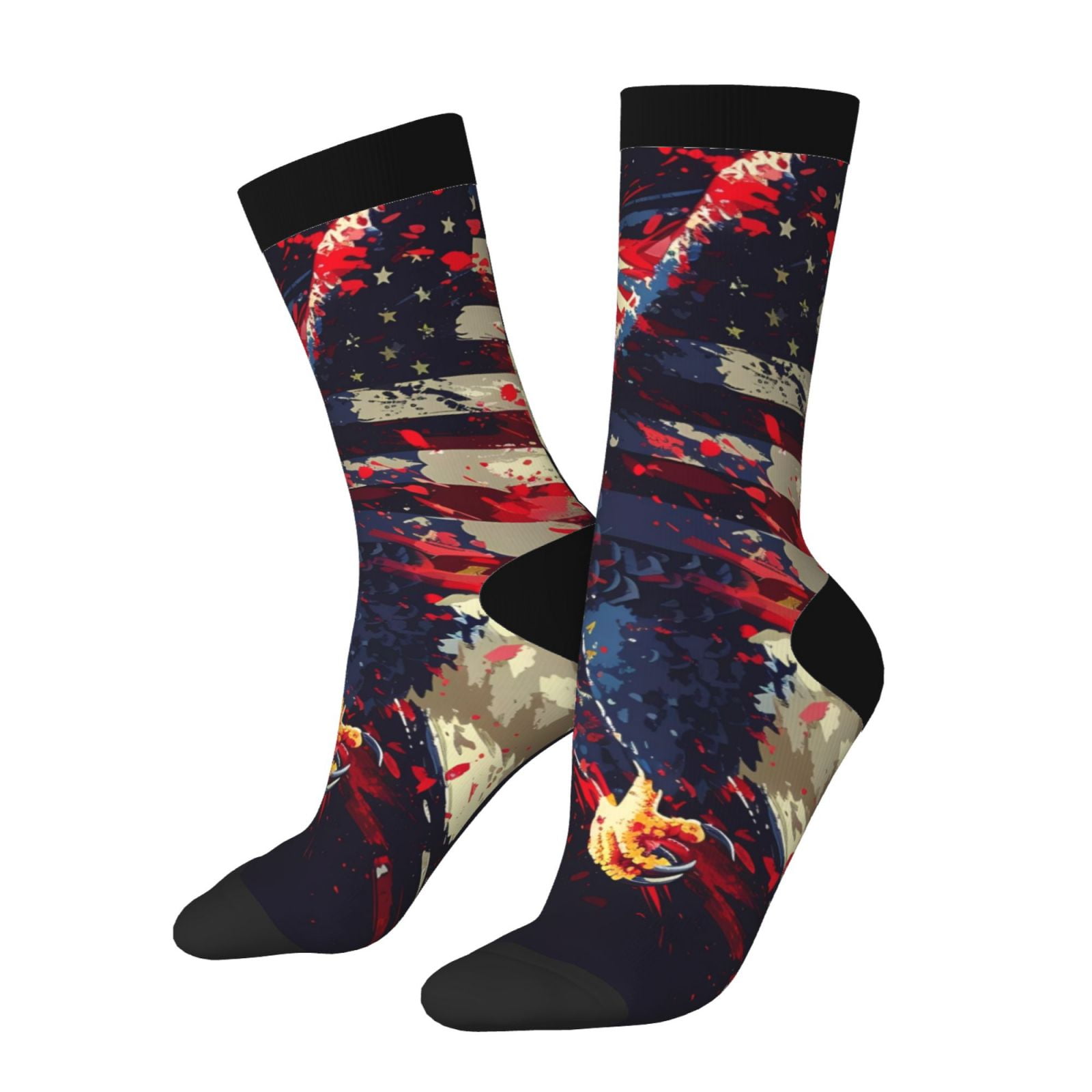 Derioi Watercolor Bald Eagle Printed Middle Tube Socks for Adults for ...