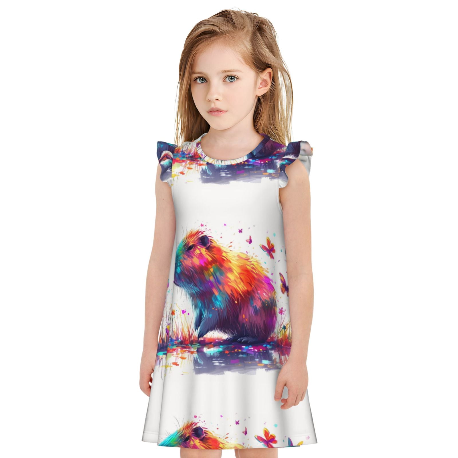 Derioi Watercolor Butterfly Guinea Pig for Girls Nightgowns Night Dress ...