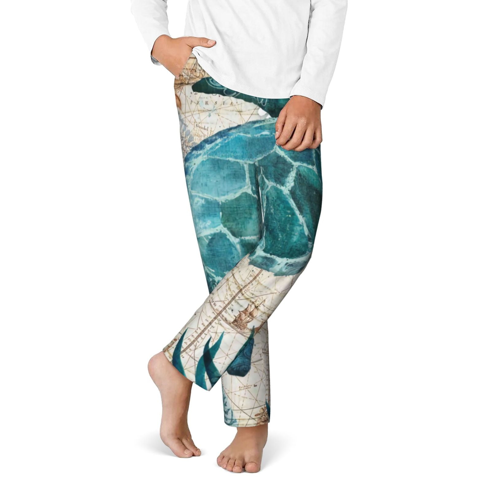 Derioi Watercolor Sea Turtle for Pajama Pants Men Elastic Waistband ...