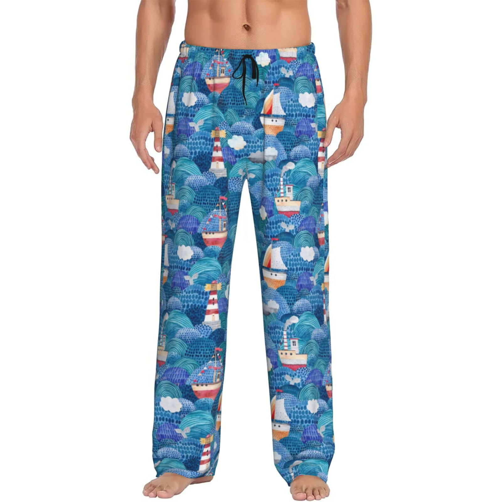Derioi Watercolor Ships for Men's Pajama Pants with Pockets and ...