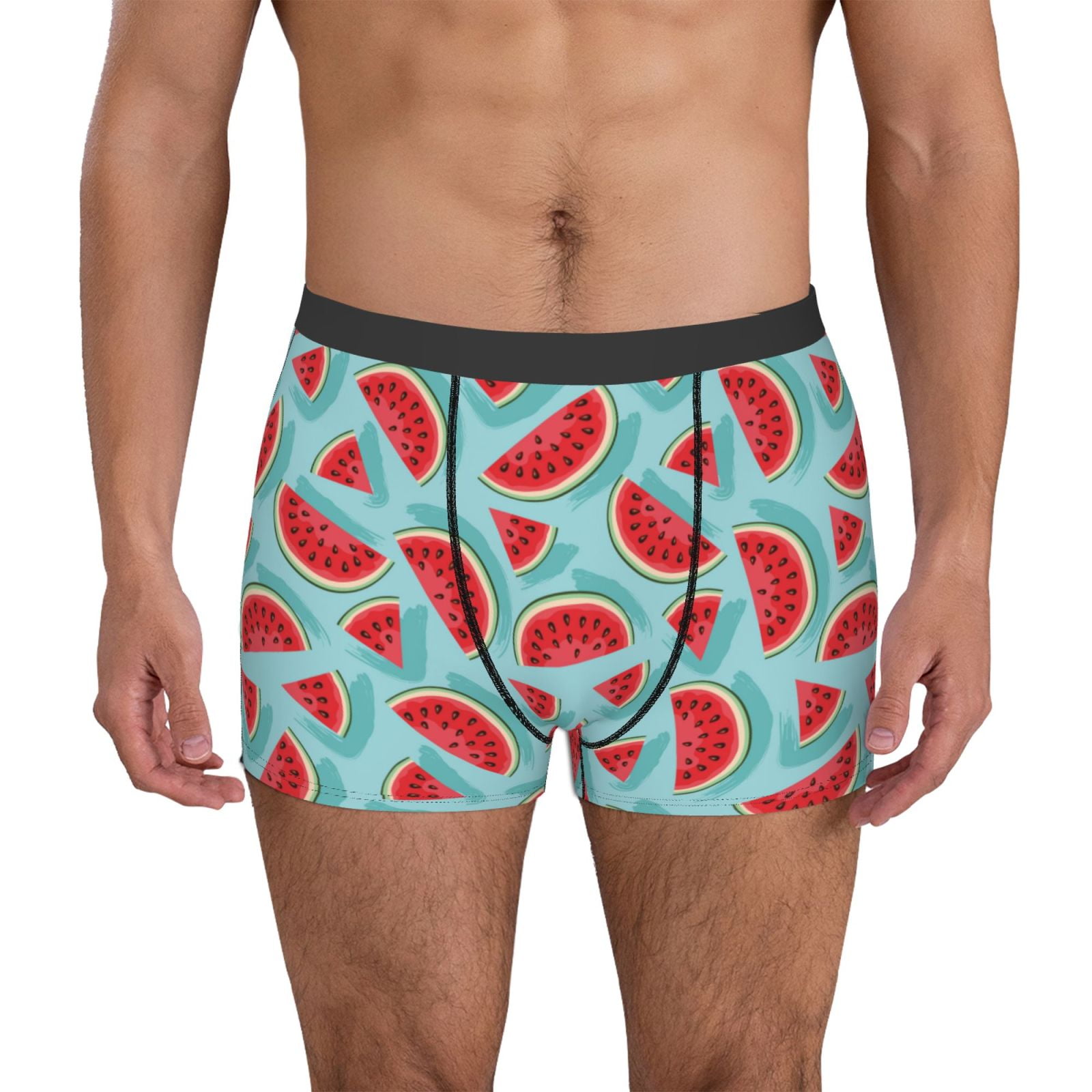 Derioi Watermelon Pattern Men' Soft Mid-Rise Boxer Briefs Soft Cotton ...