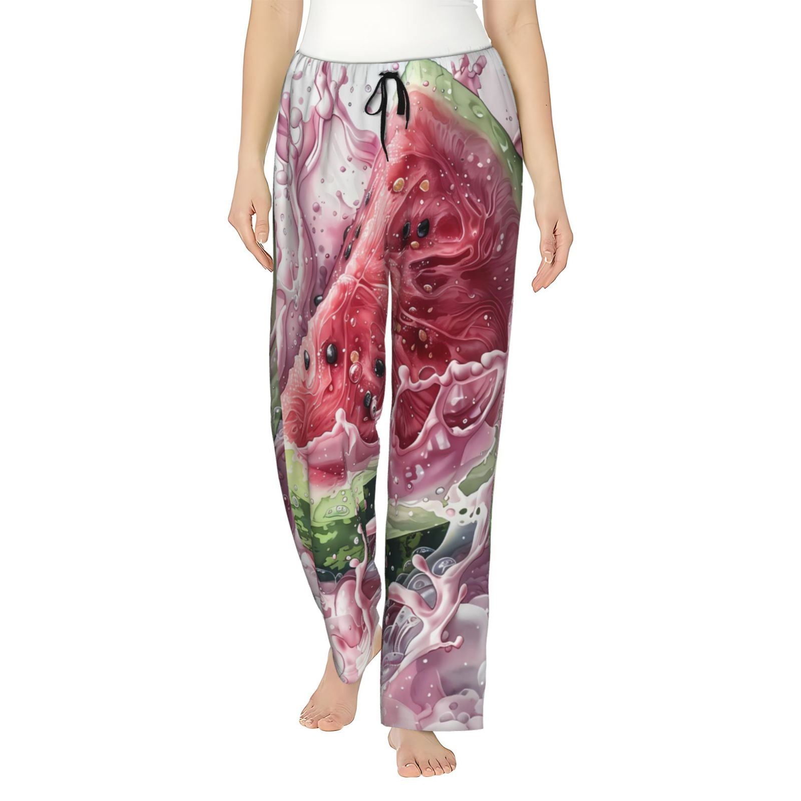 Derioi Watermelon Splash Realism Art for Women's Pajama Pants with Pockets and Drawstring Lounge ...
