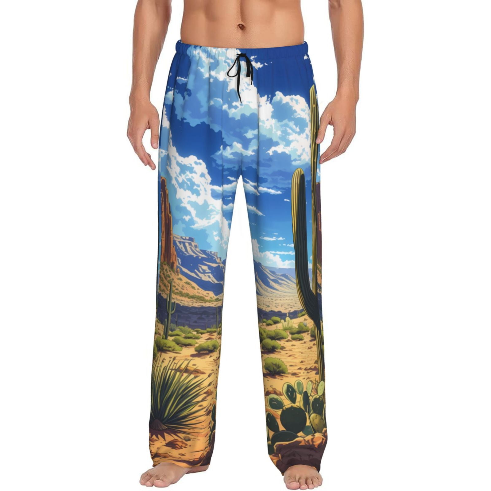 Derioi Western Desert Cactus for Men's Pajama Pants with Pockets and ...