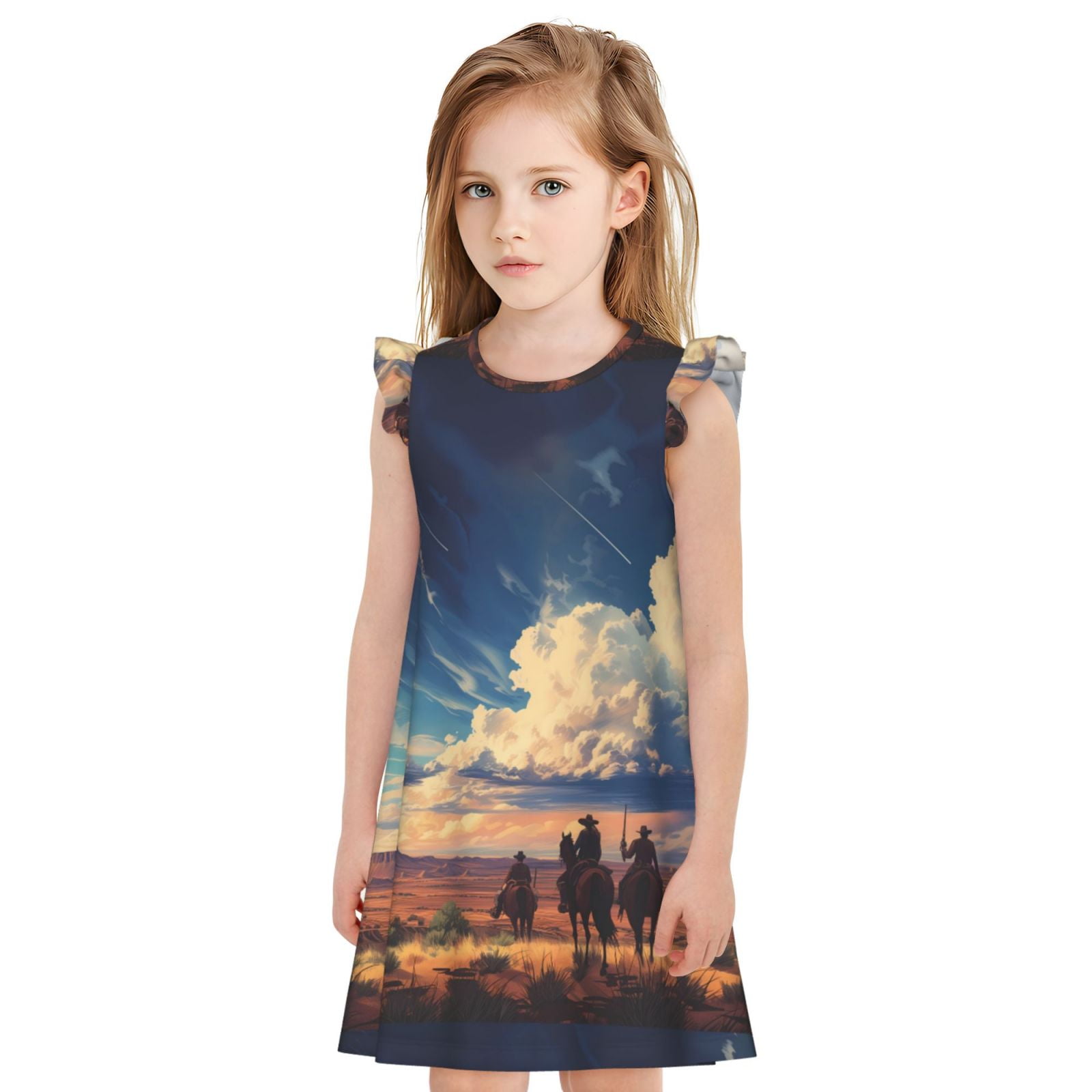 Derioi Western Desert Cloud Cowboy for Girls Nightgowns Night Dress ...