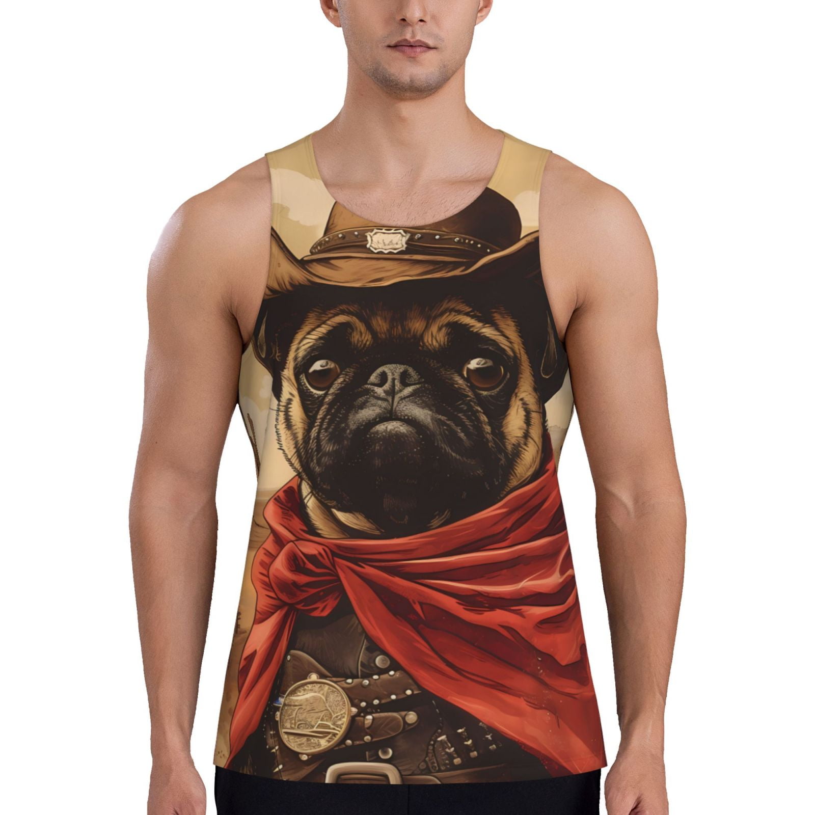 Derioi Western French Bulldog Cowboy for Men's Workout Tank Top Muscle ...