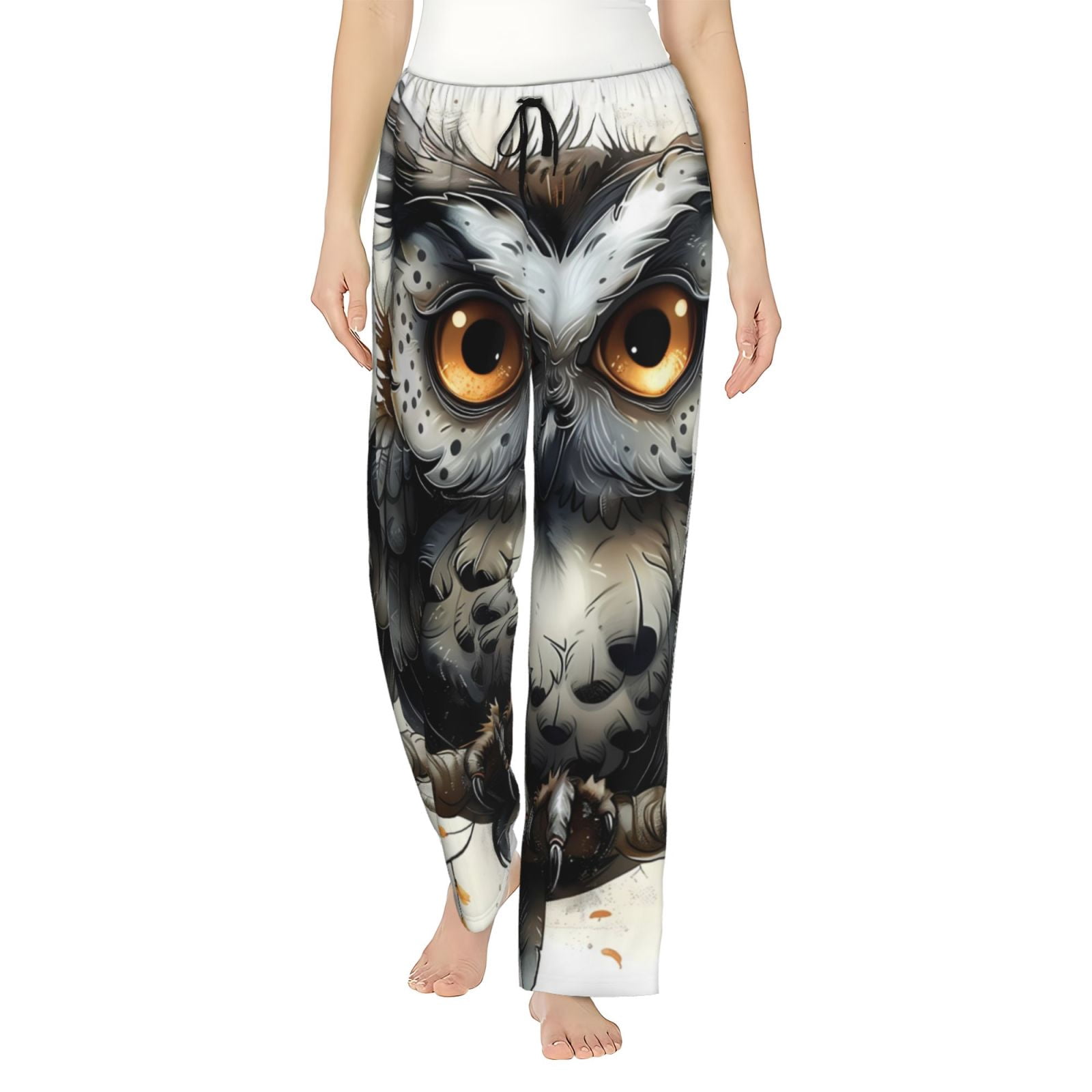 Derioi Whimsical Owl On Branch for Women's Pajama Pants with Pockets ...