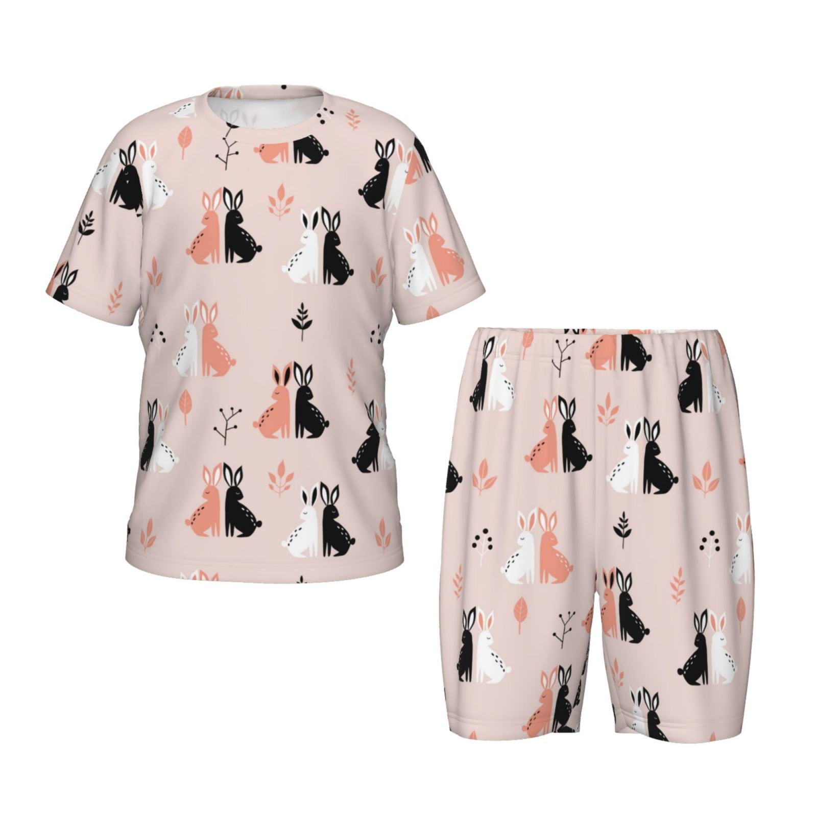 Derioi White And Black Rabbit for Short-Sleeved Summer Pajama Set for ...