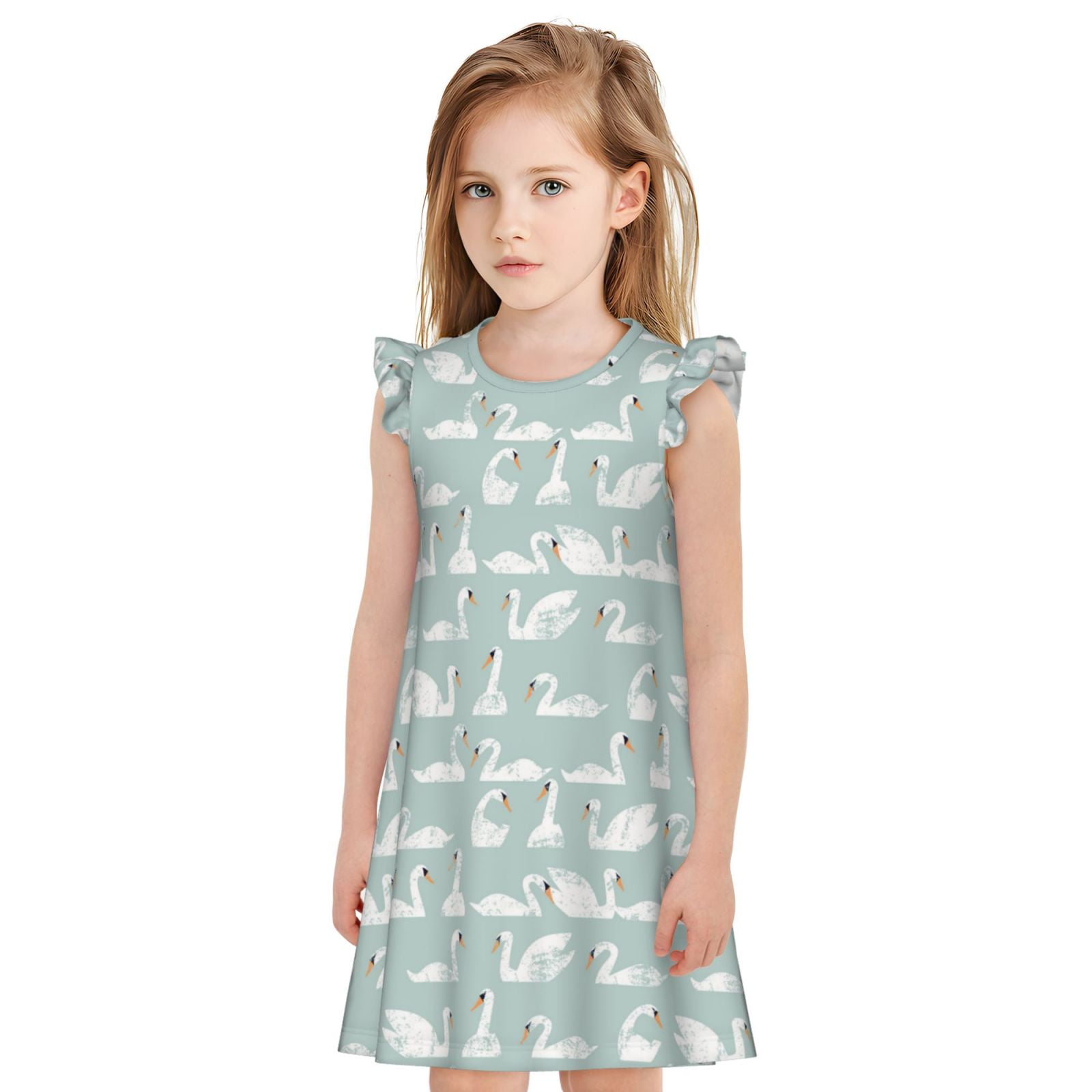 Derioi White Swan for Girls Nightgowns Night Dress Sleepwear Pajamas ...