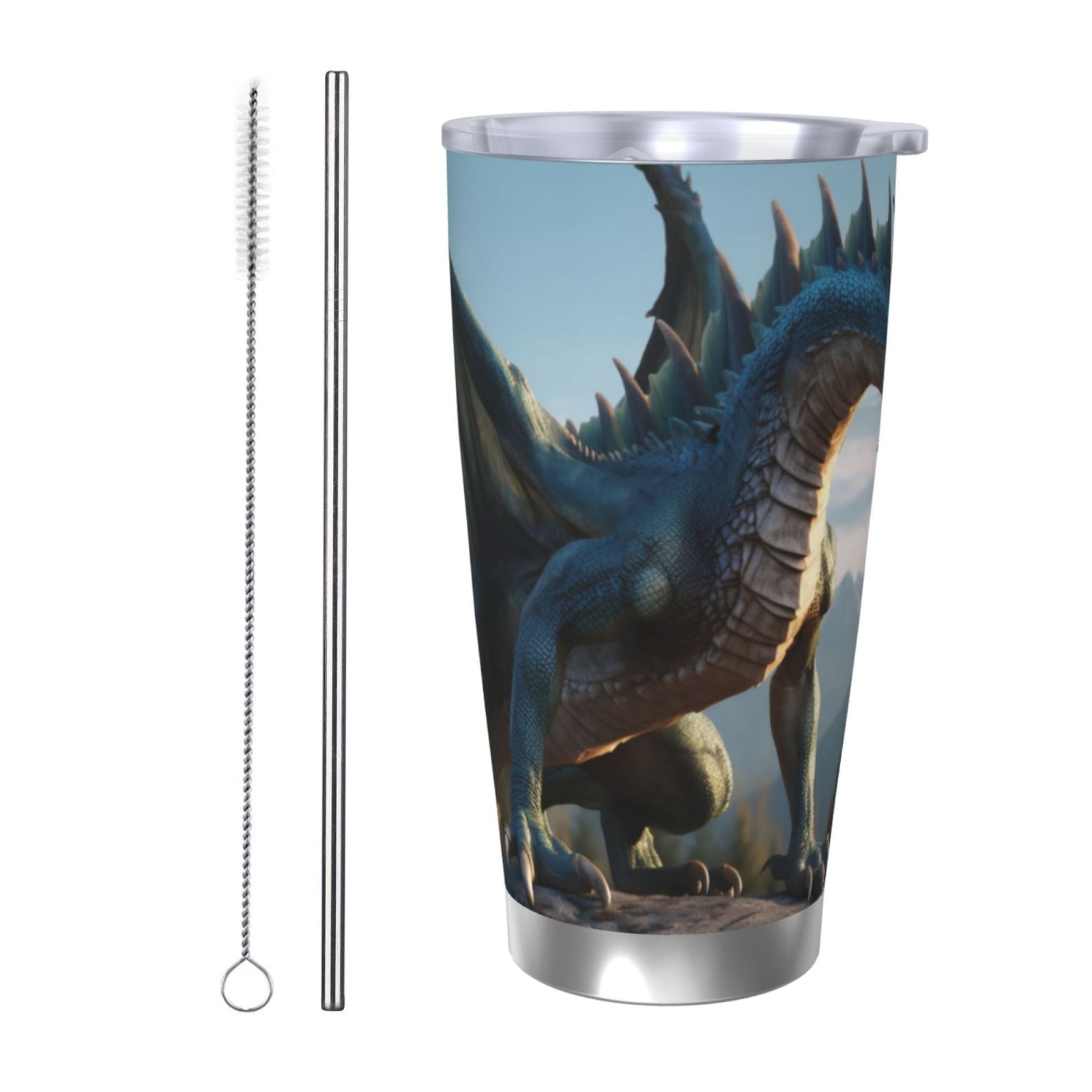 Derioi Wild Blue Cool Dragon for 20oz Tumbler with Lid for Hot and Cold ...