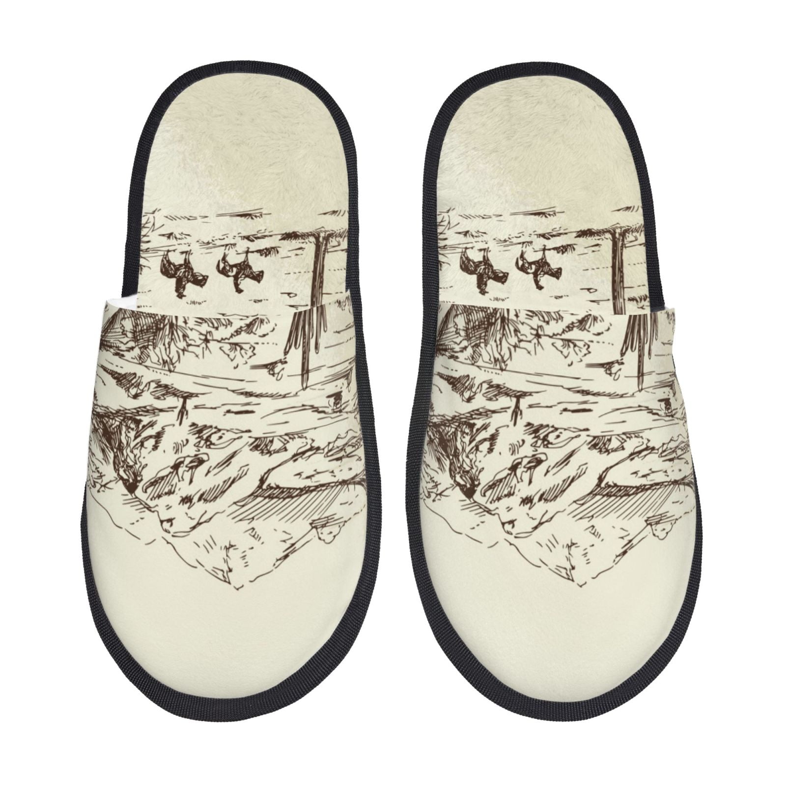 Derioi Wild West Desert With Cowboys for Slippers Indoor Outdoor Anti ...
