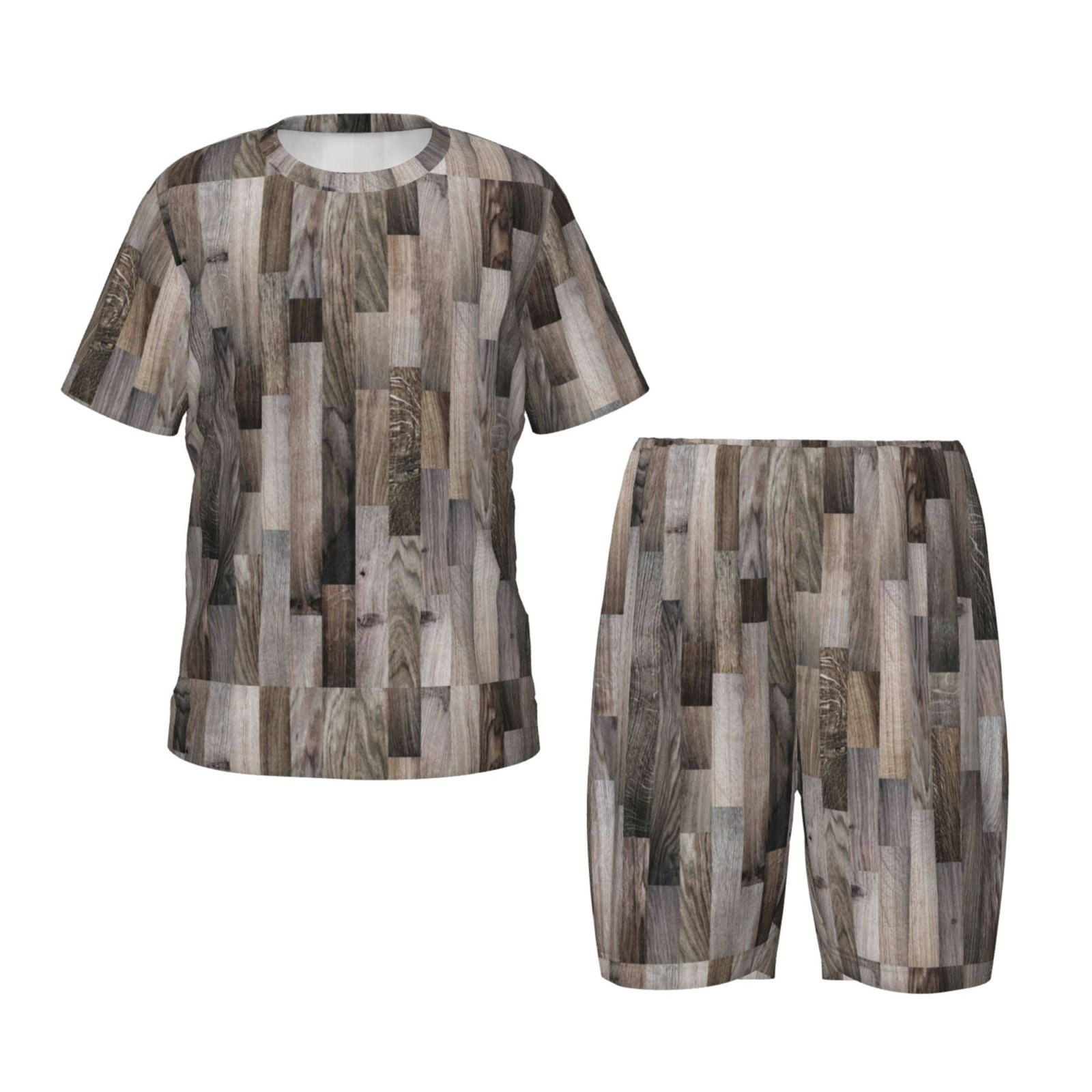 Derioi Wooden Texture for Short-Sleeved Summer Pajama Set for Girls and ...