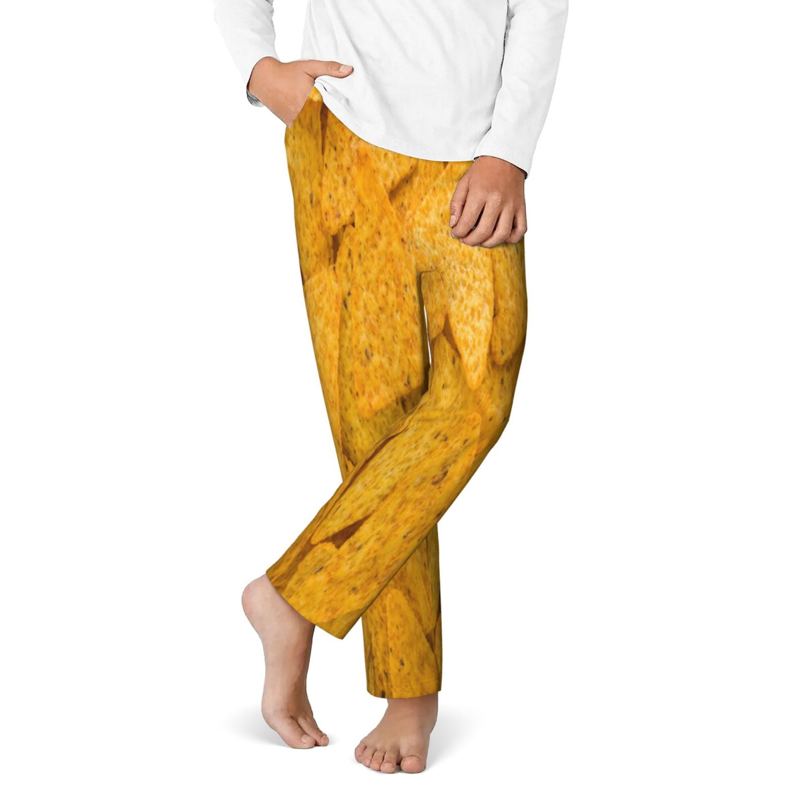 Derioi Yellow tortilla for Pajama Pants Men Elastic Waistband Sleep ...