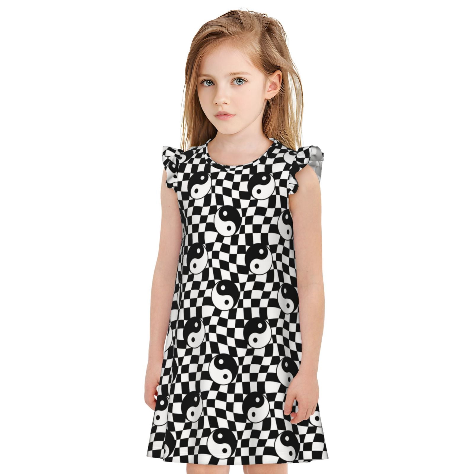 Derioi Ying Yang Checkered for Girls Nightgowns Night Dress Sleepwear ...