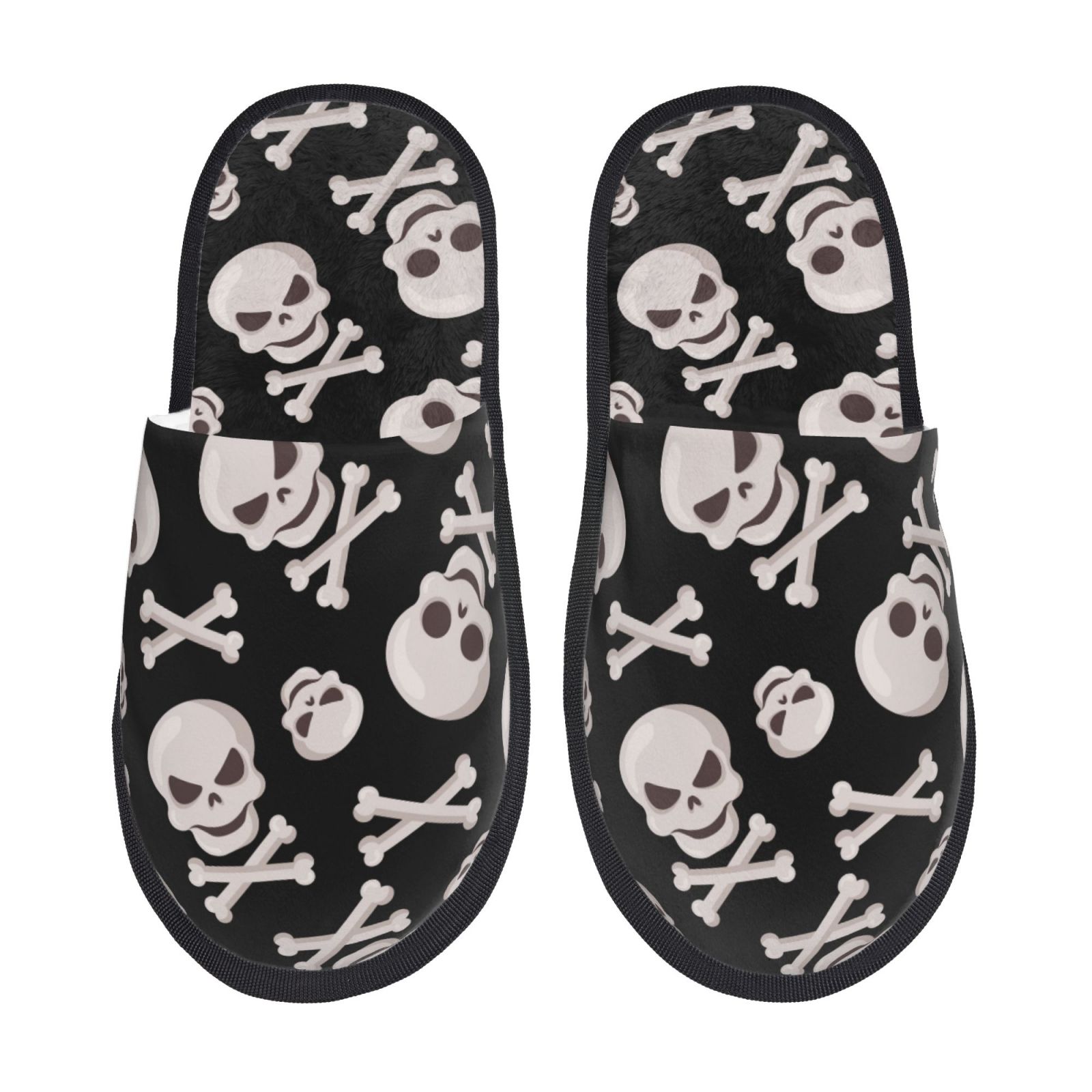 Derioi black white Skull bone for Slippers Indoor Outdoor Anti-Skid ...