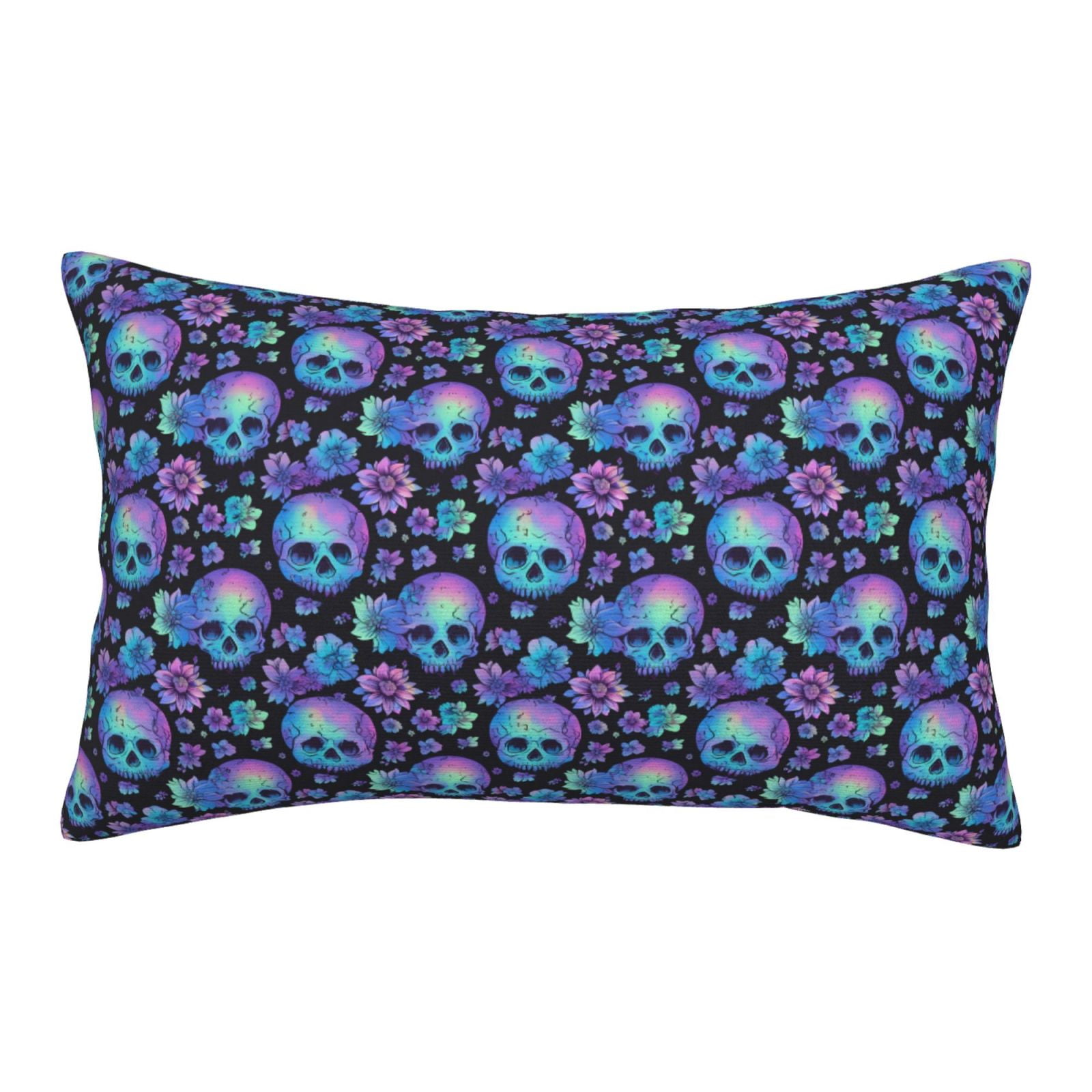Derioi blue daisy Skull flower for Double-sided Pillow Cover with ...