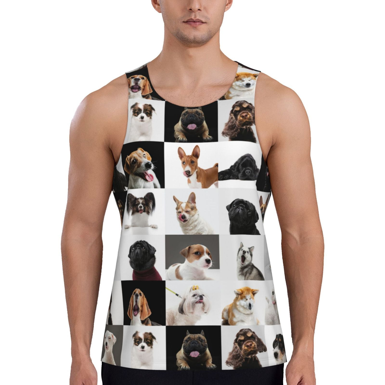 Derioi dogs pets collage for Men's Workout Tank Top Muscle Gym Shirt ...
