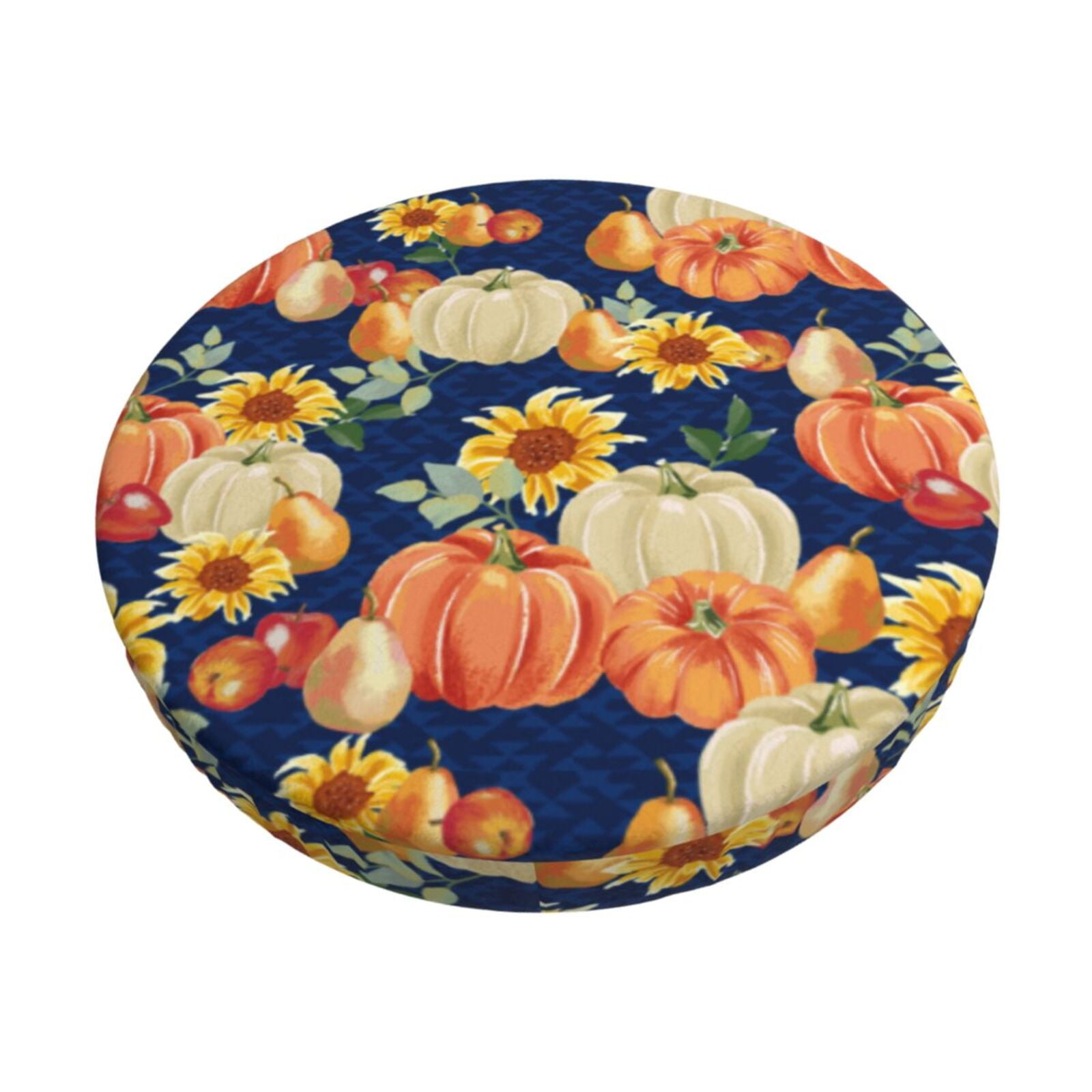 Derioi fall Pumpkin Daisy for Round Bar Chair Cushion Cover Round Stool ...