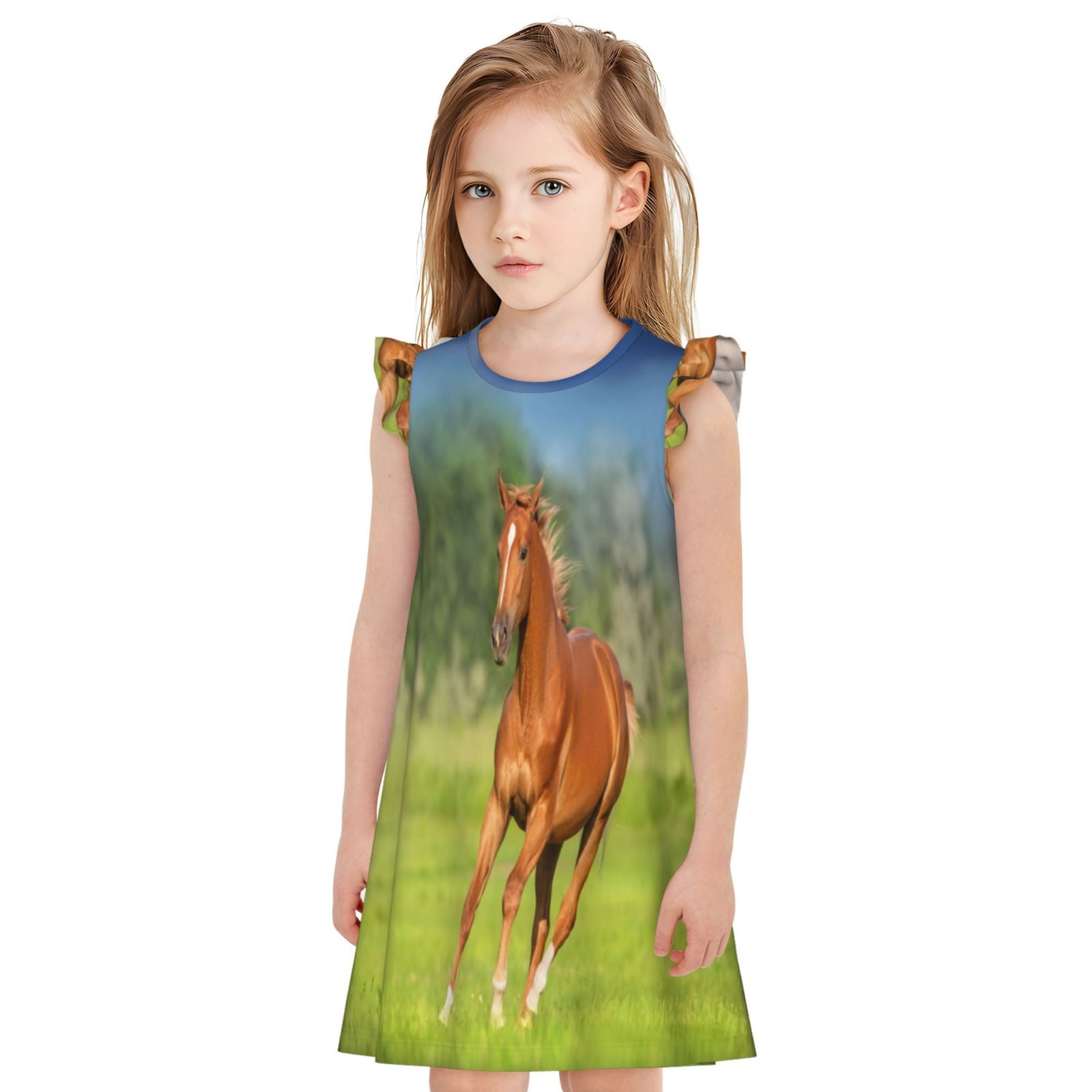Derioi horse running freely for Girls Nightgowns Night Dress Sleepwear ...